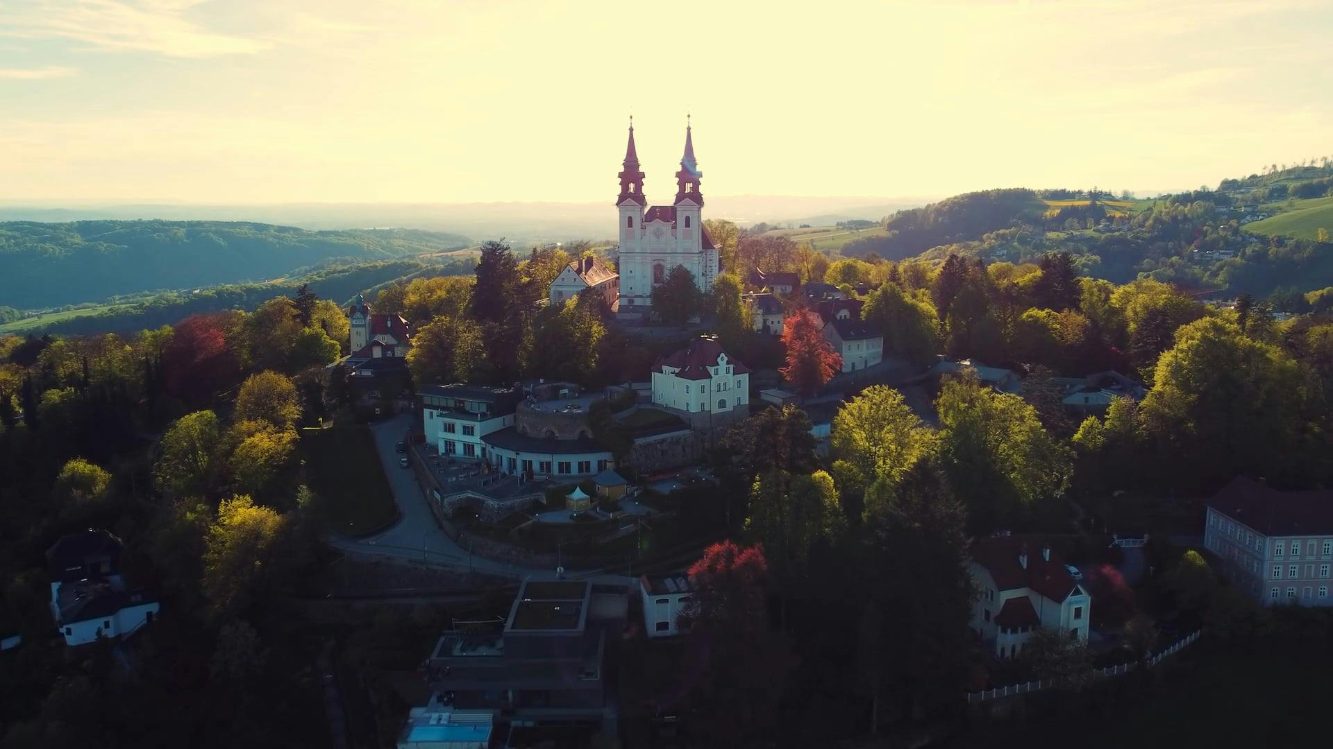 Drone Footage of Postlingberg Pilgrimage Church Free Stock Video ...