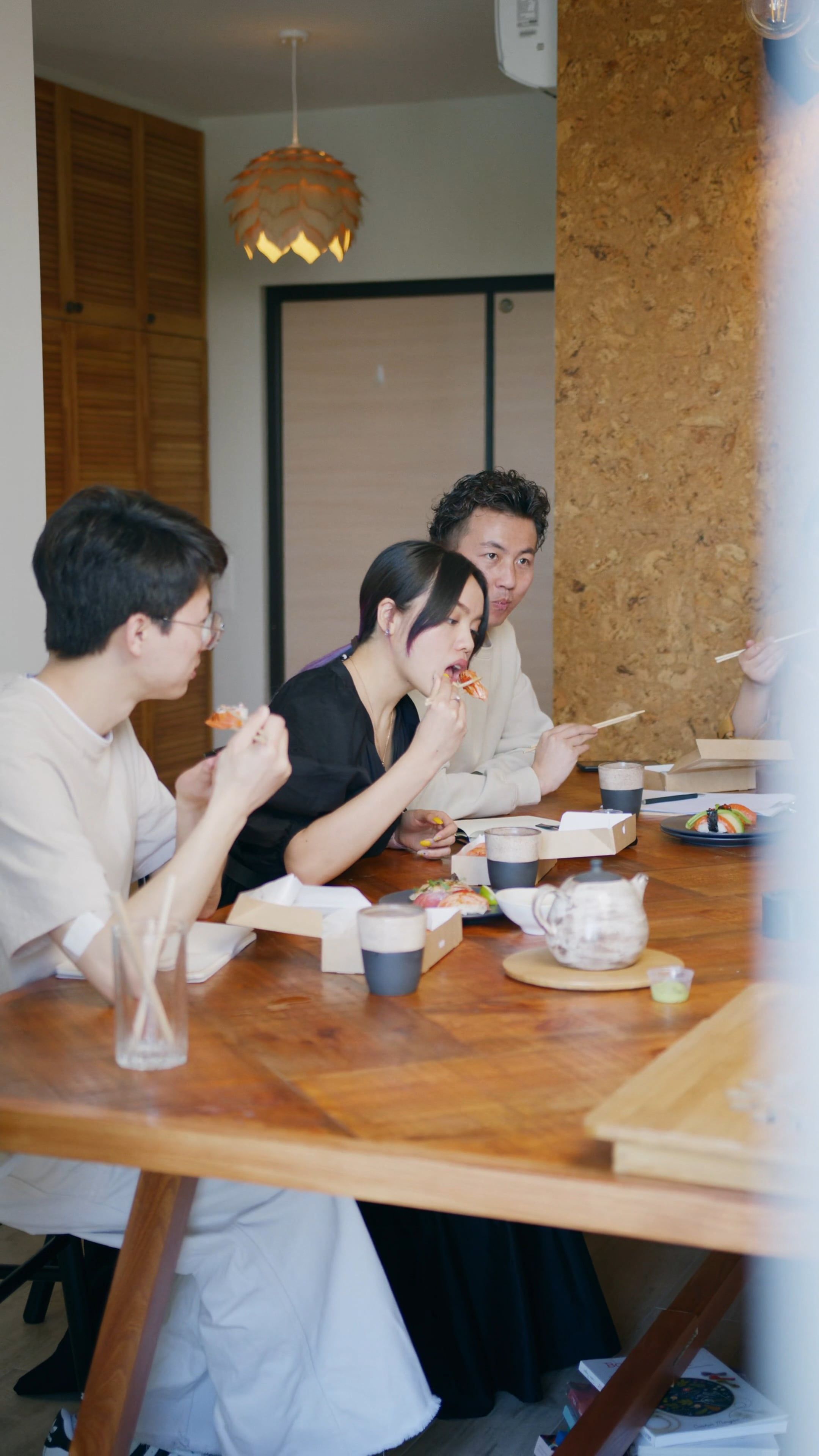 Colleagues Eating Together while Having a Conversation Free Stock Video ...