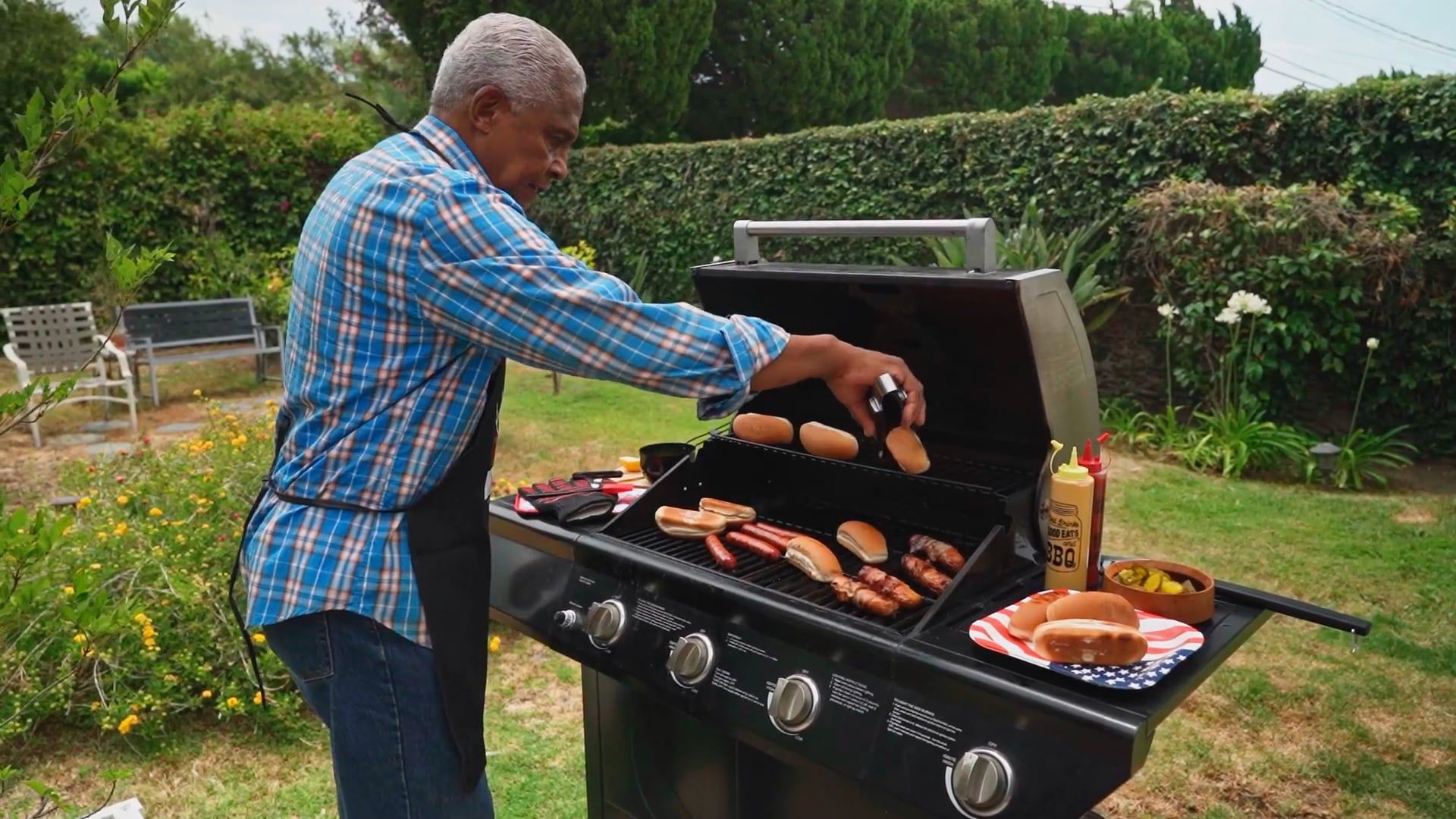 A Man Grilling Hot Dogs in Backyard Free Stock Video Footage, Royalty ...