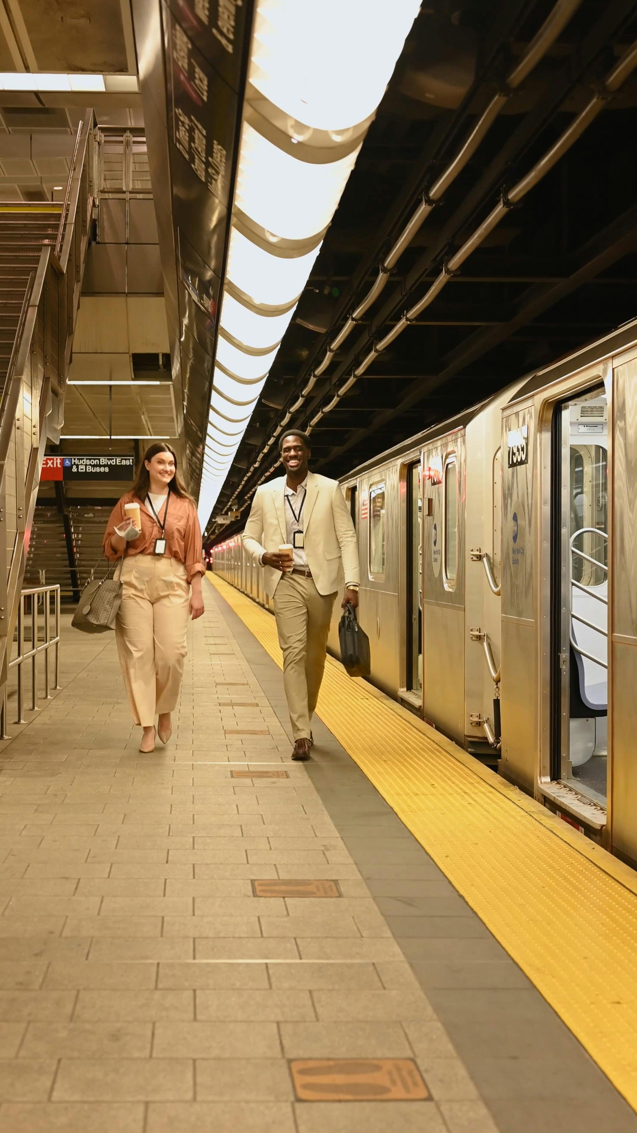 Workmates Walking in the Subway Station Free Stock Video Footage ...