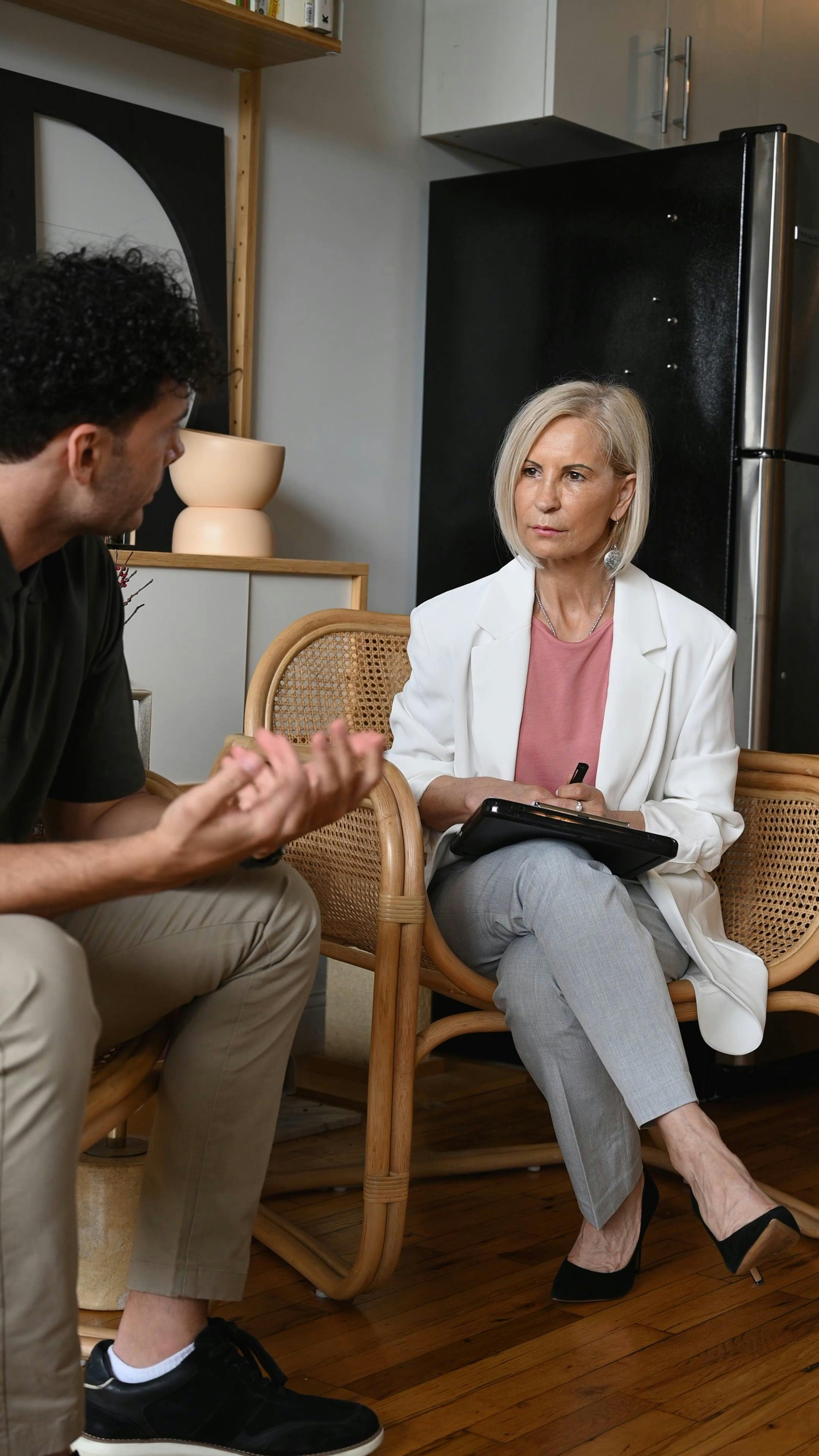 A Therapist Talking to a Distressed Patient Free Stock Video Footage ...