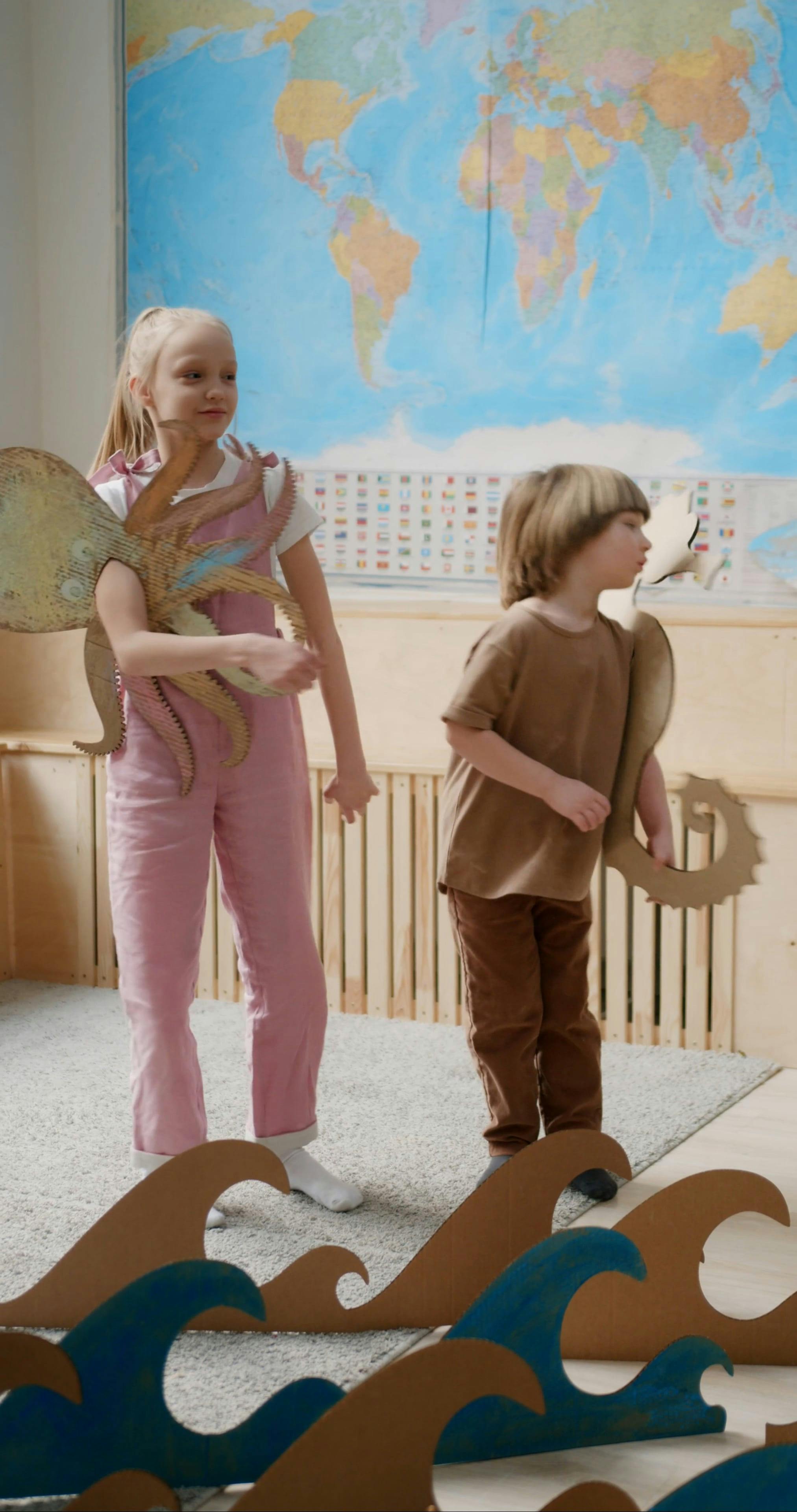 Children Swaying while Holding Cardboard Animals Free Stock Video ...