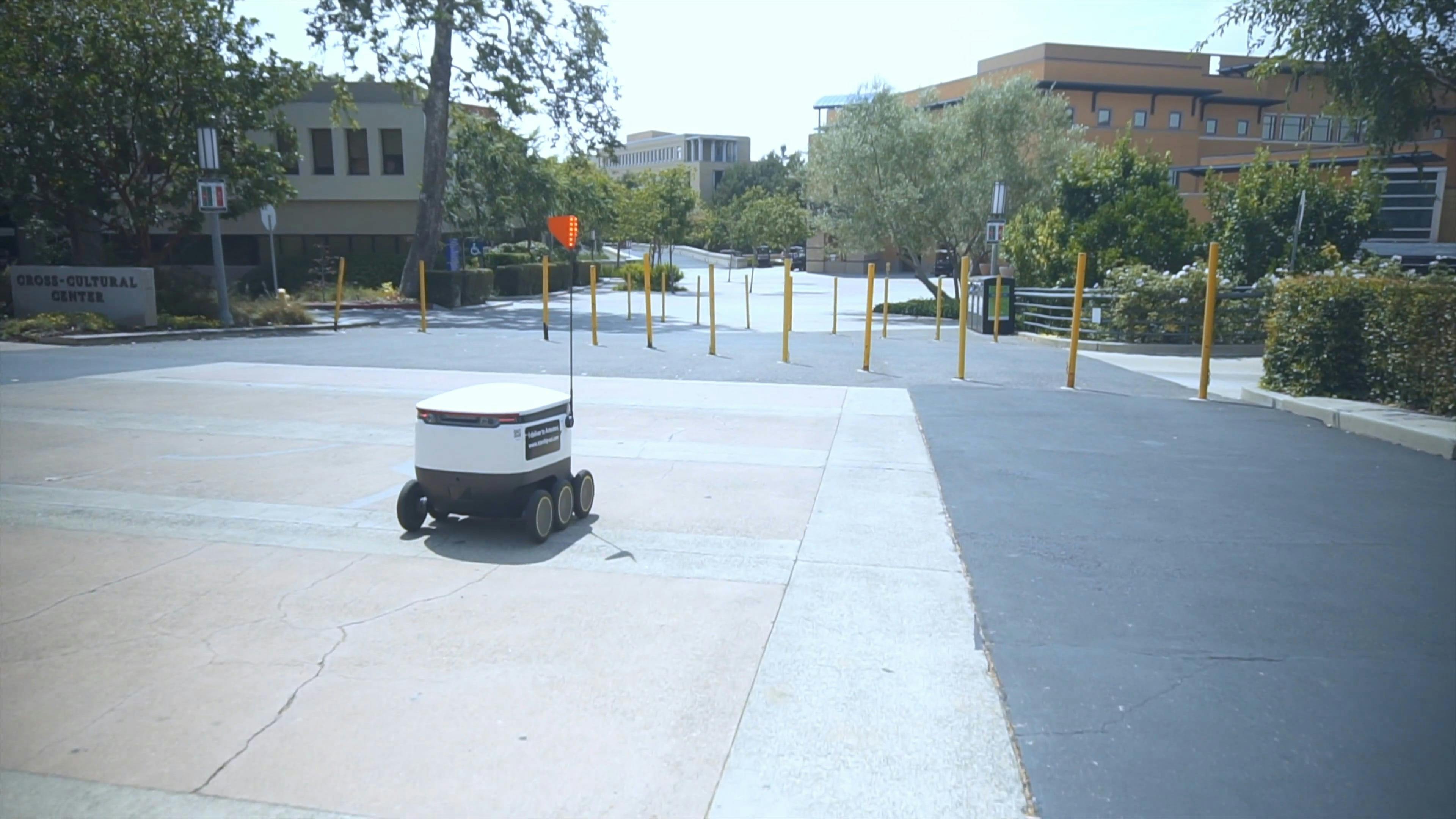 A Robot Rover Stopping Before the Road Obstacles Free Stock Video ...
