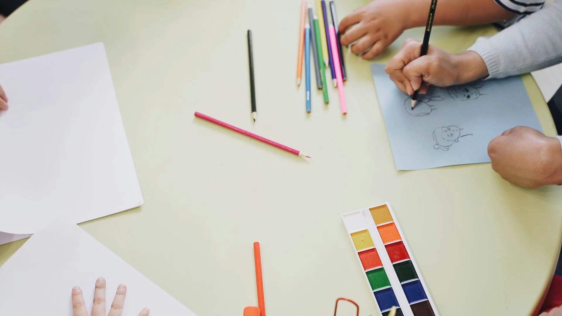 Children Learning To Draw And Color Free Stock Video Footage, Royalty ...