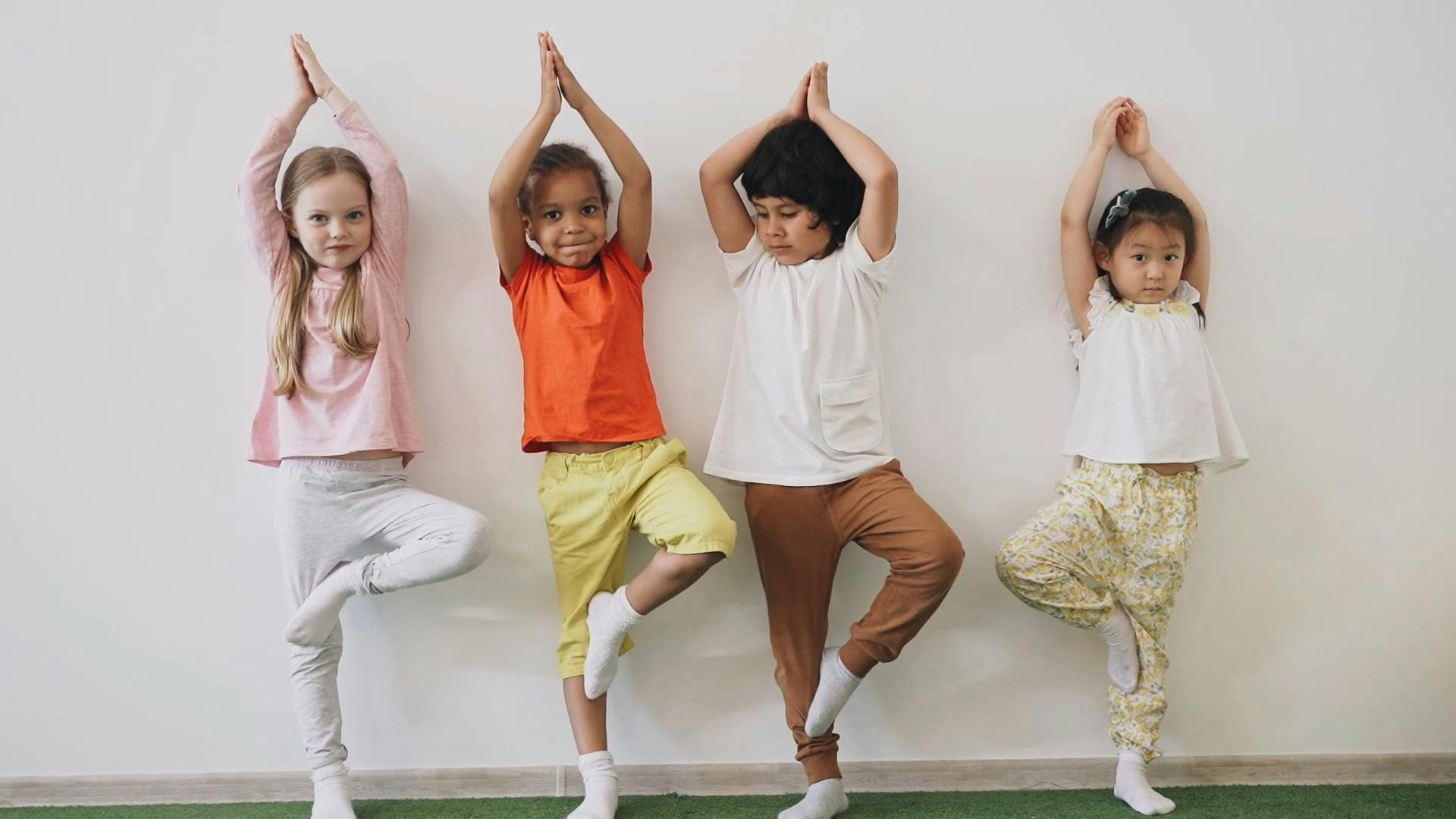 Children Standing On One Foot and Learning To Balance Free Stock Video ...