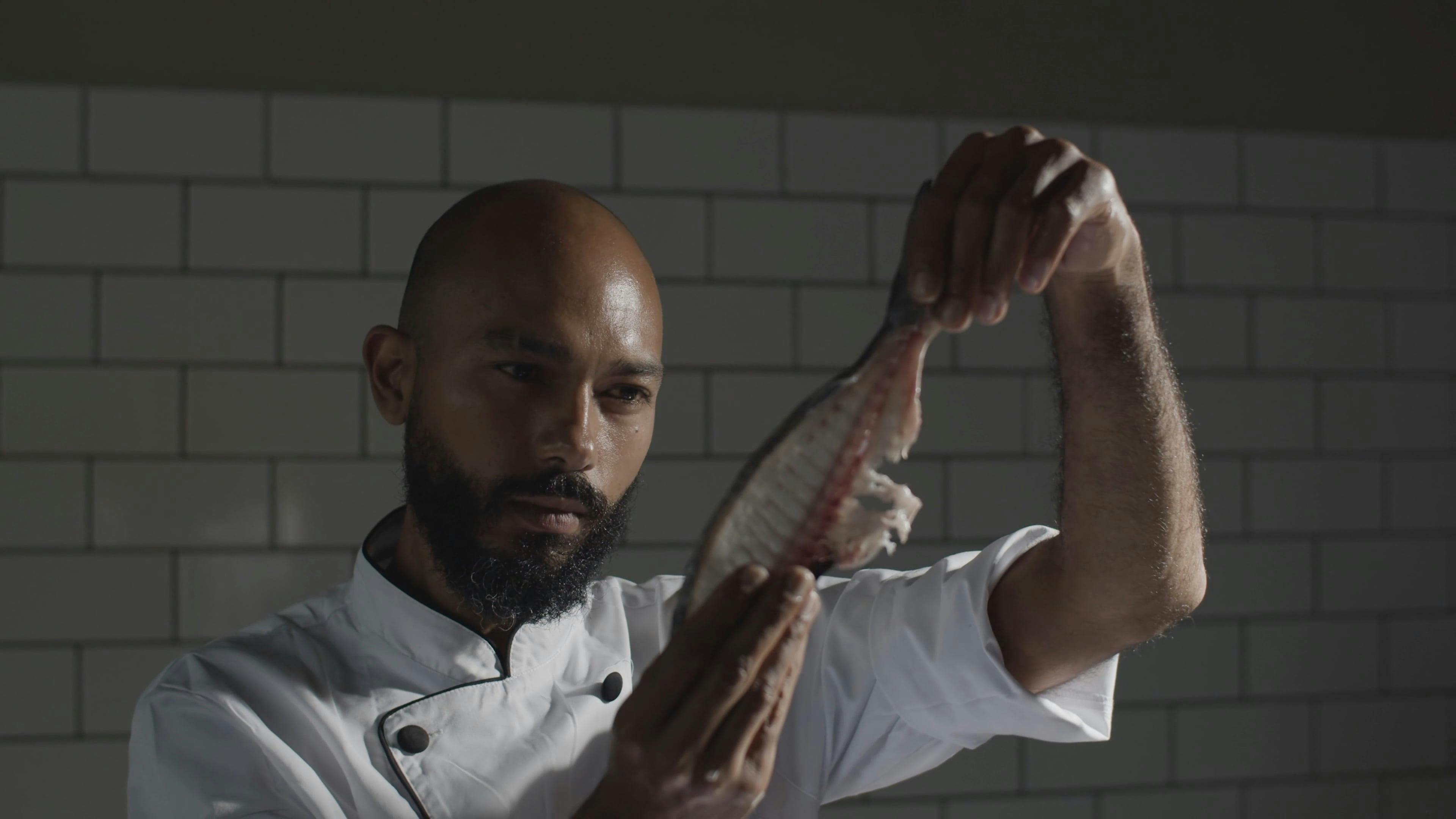 A Chef Holding a Fish Bone Free Stock Video Footage, Royalty-Free 4K ...