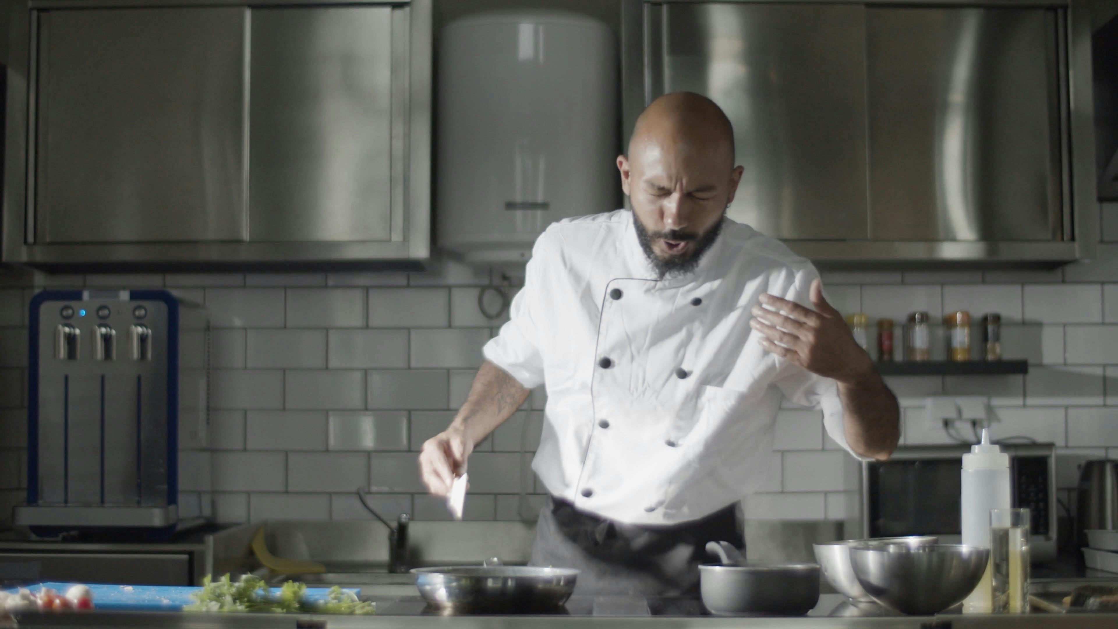 Bald Man Cooking in the Kitchen Free Stock Video Footage, Royalty-Free ...