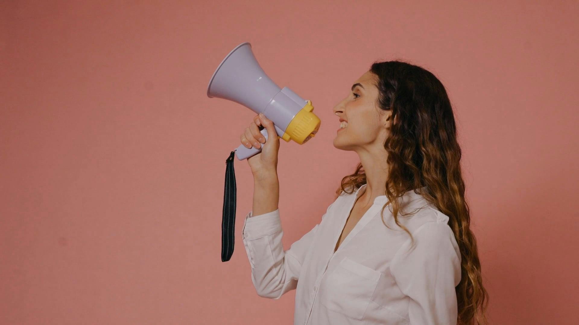 Woman Announcing Using Megaphone · Free Stock Video