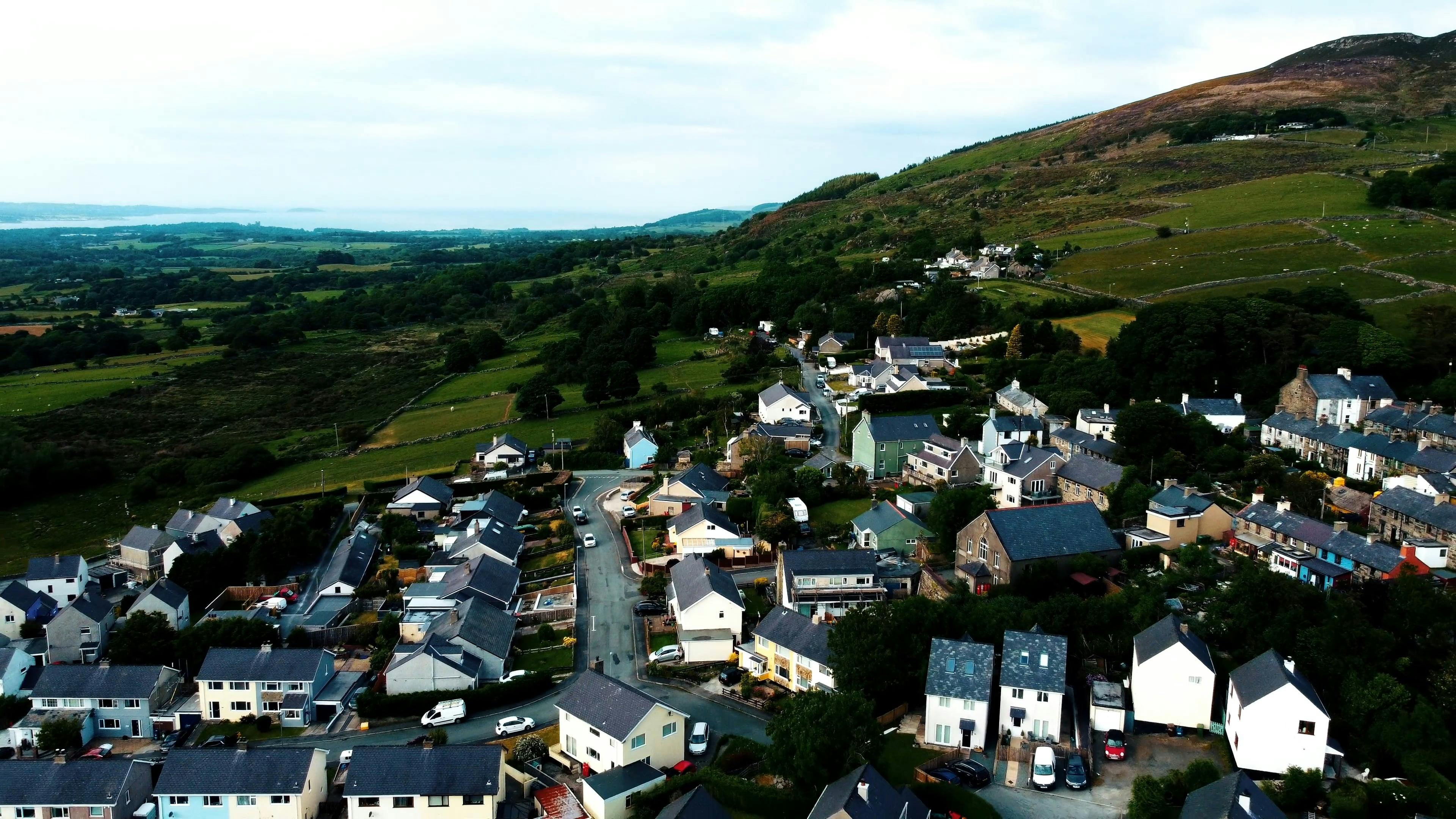 Pull out Shot of a Town in Snowdonia Free Stock Video Footage, Royalty ...