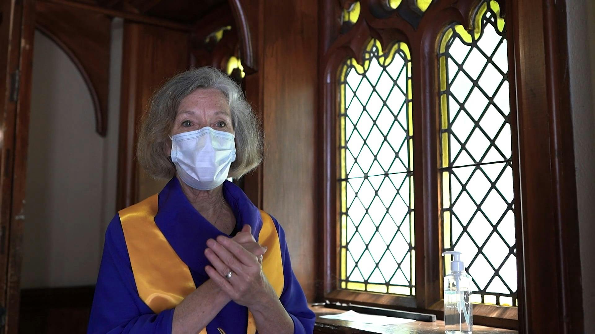 Woman Pastor Wearing Face Mask And Purple Robe Free Stock Video Footage ...