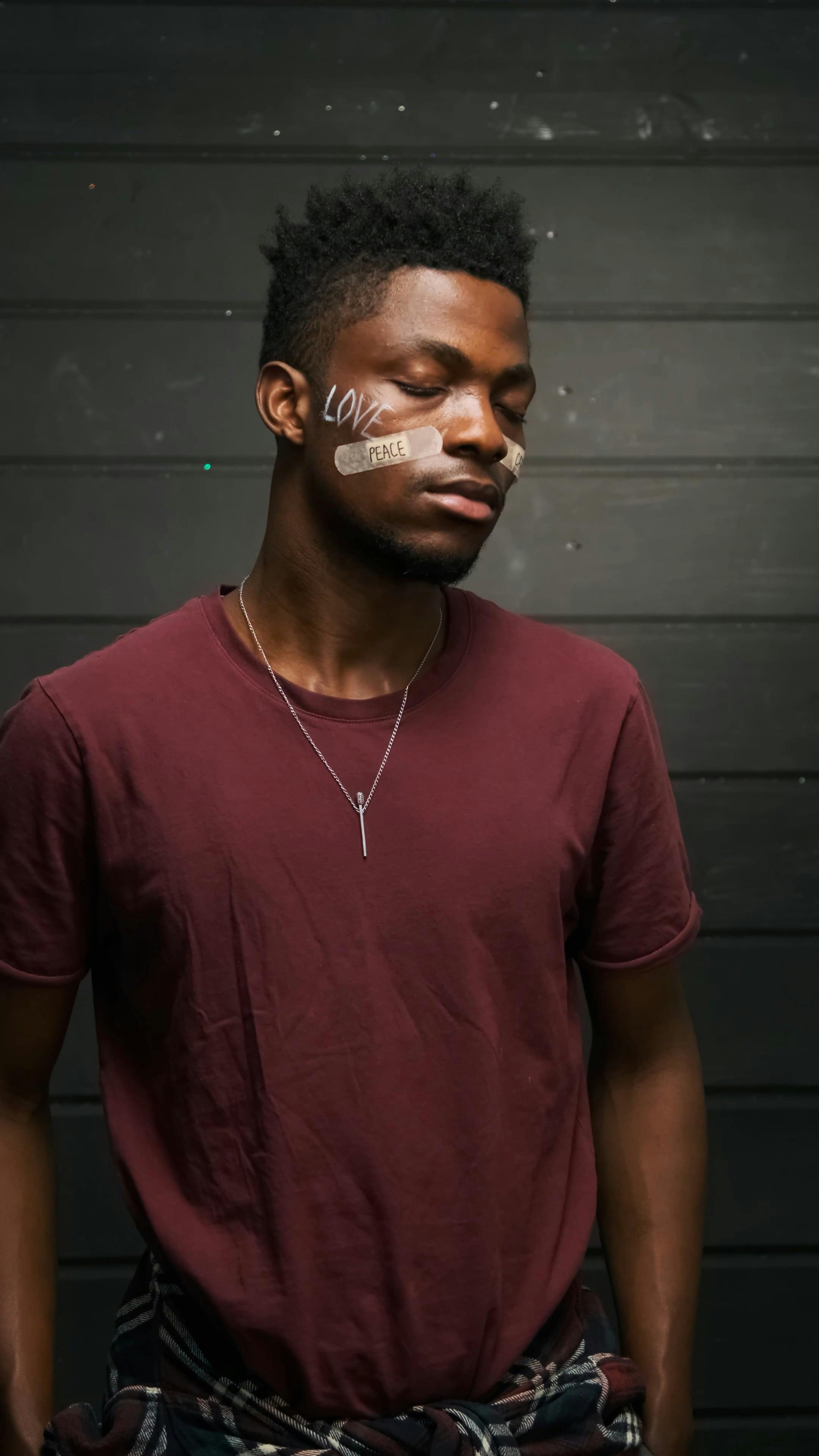 Man with Written Words on Face · Free Stock Video