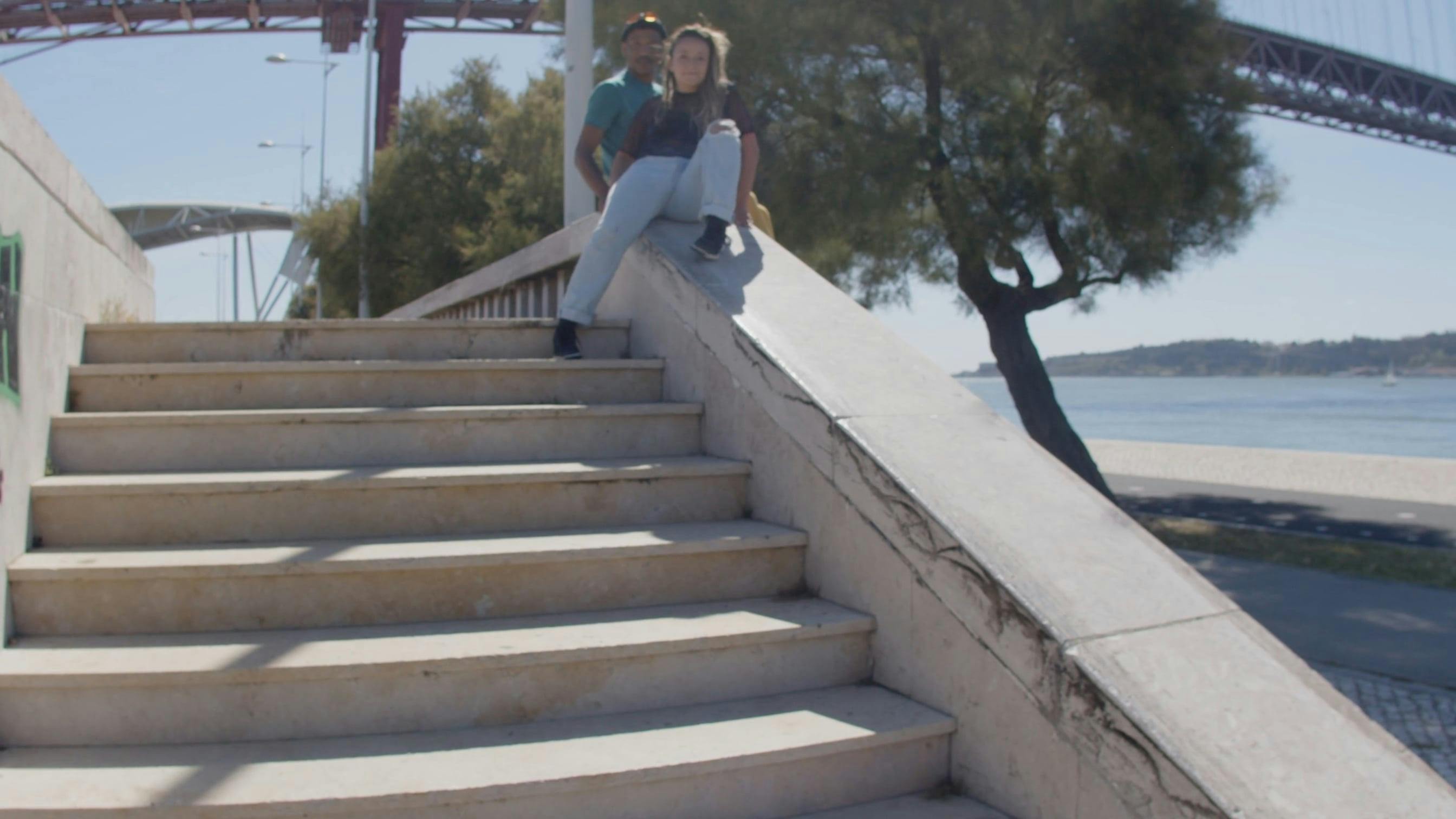 A Young Woman and a Man Sliding on a Concrete Ledge Free Stock Video ...