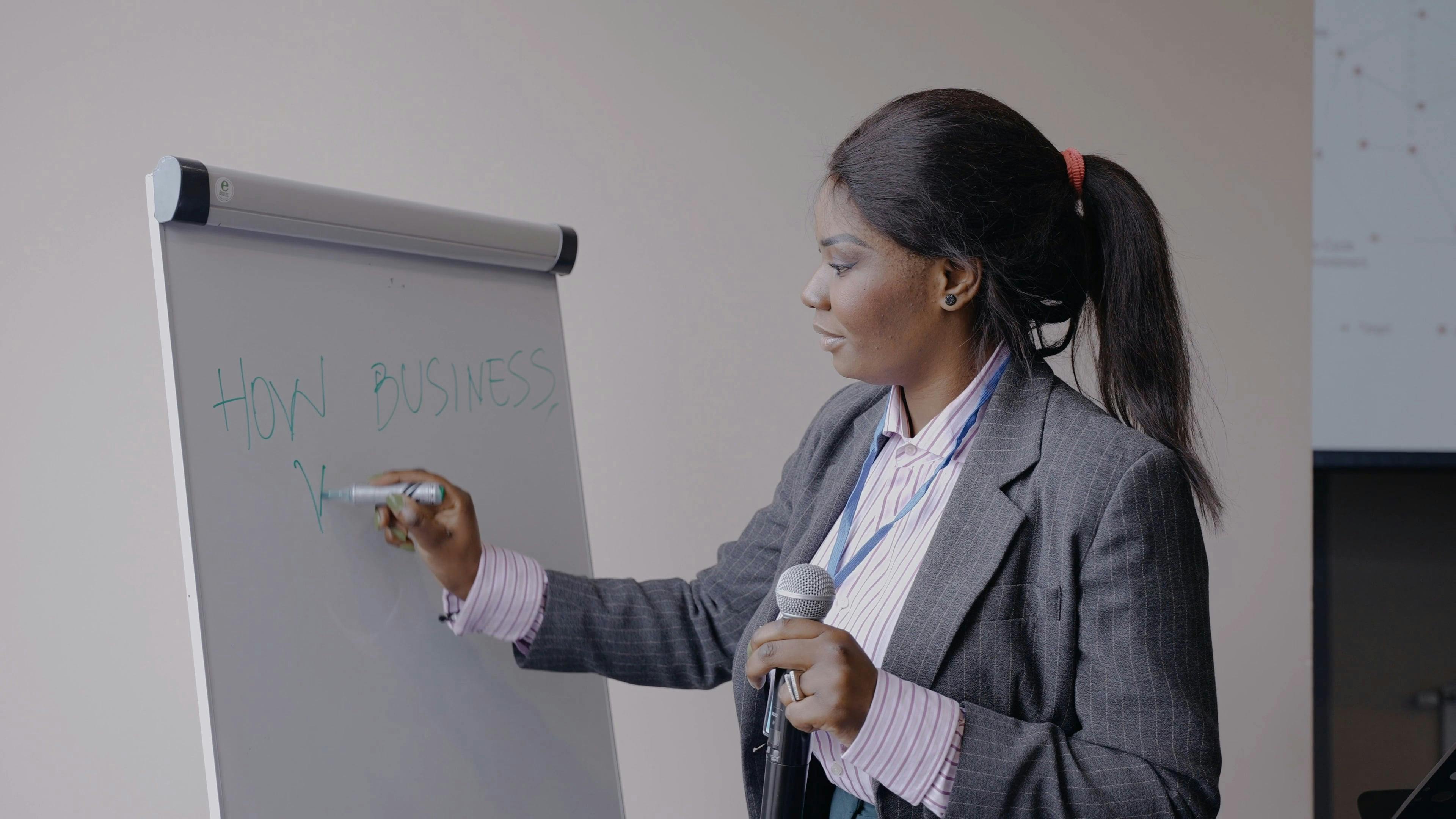 A Female Speaker Writing on a Whiteboard Free Stock Video Footage ...