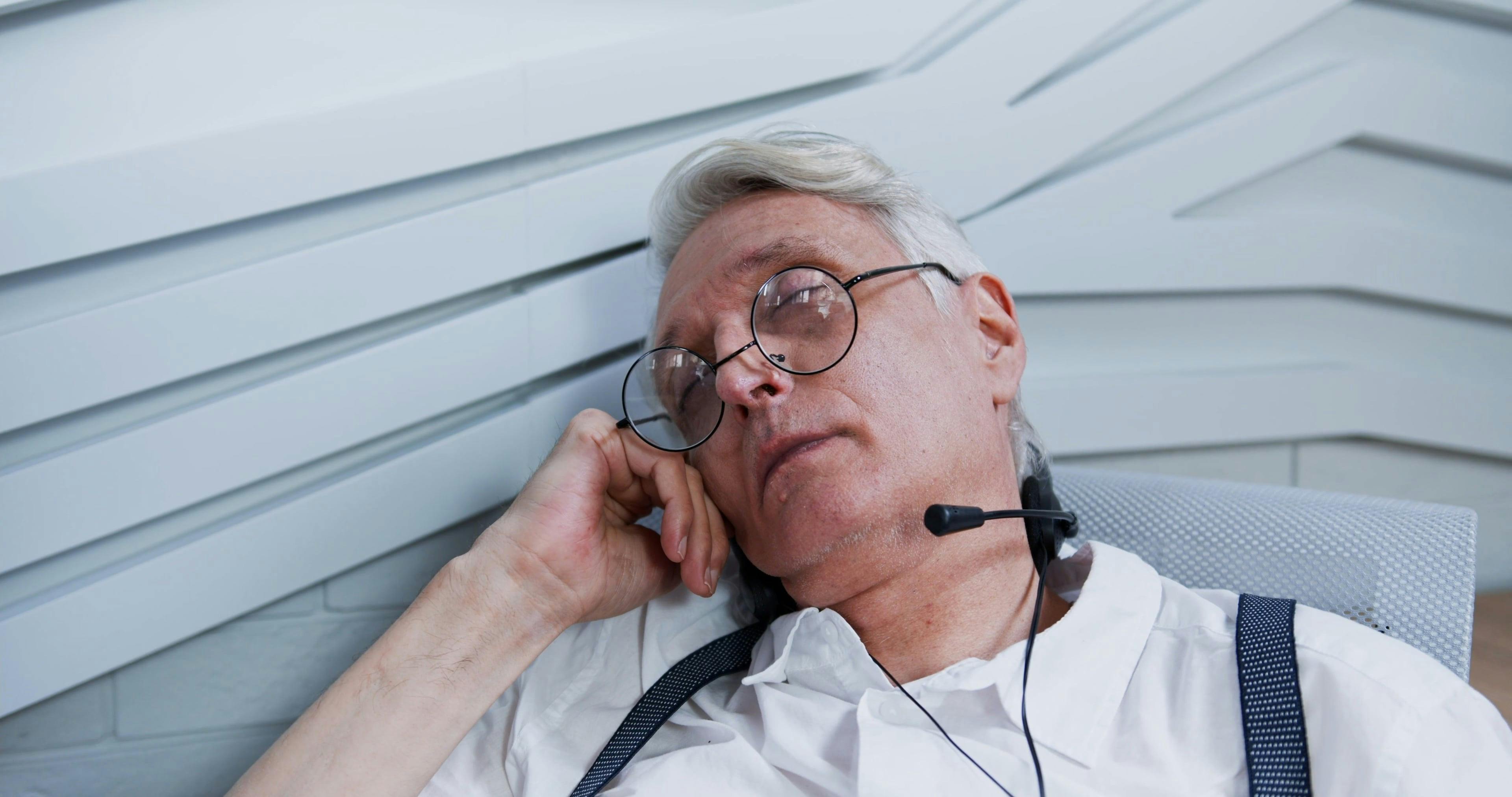 Elderly Man Sleeping at Work Free Stock Video Footage, Royalty-Free 4K ...