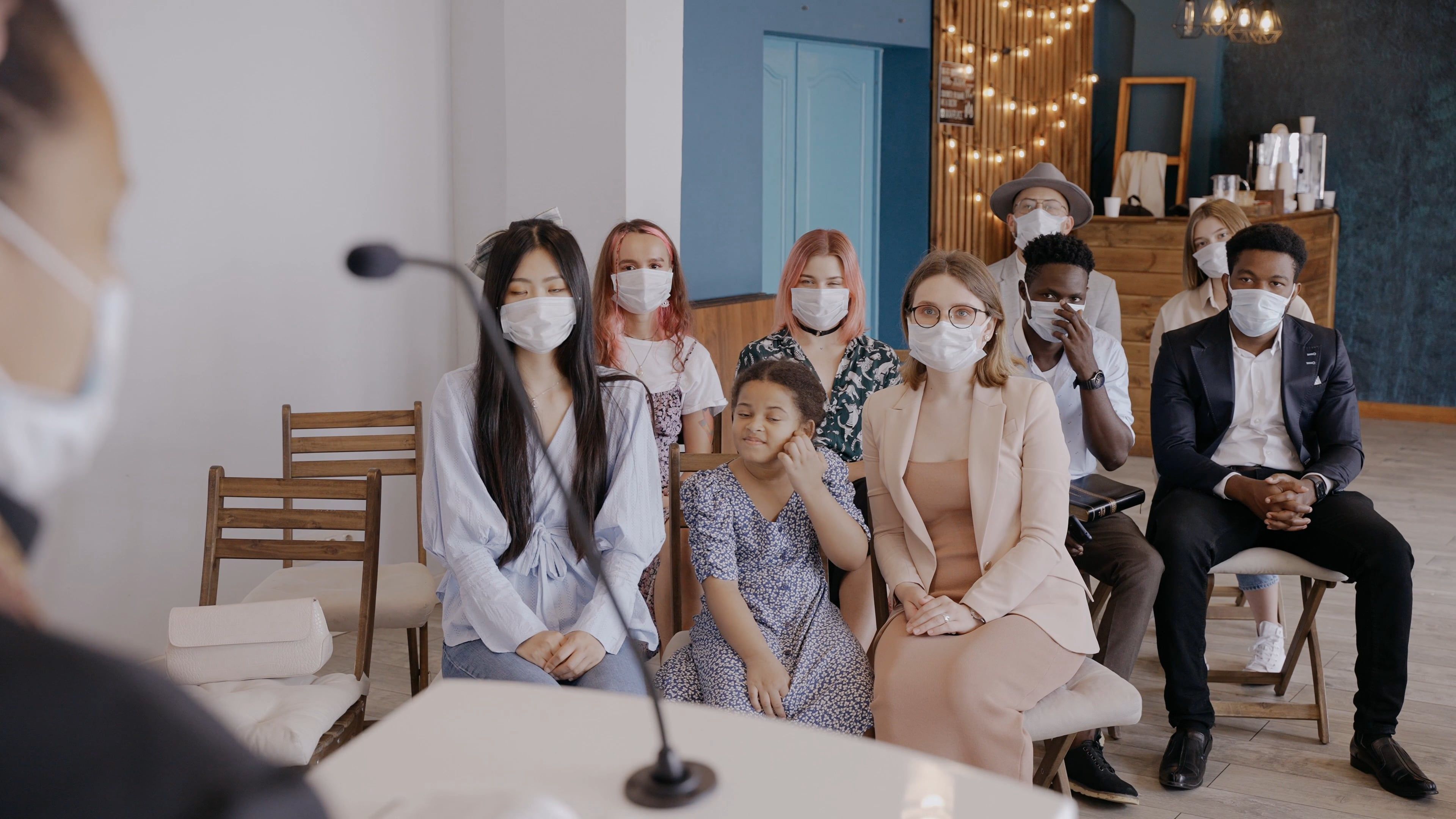People wearing Face Mask in Church · Free Stock Video