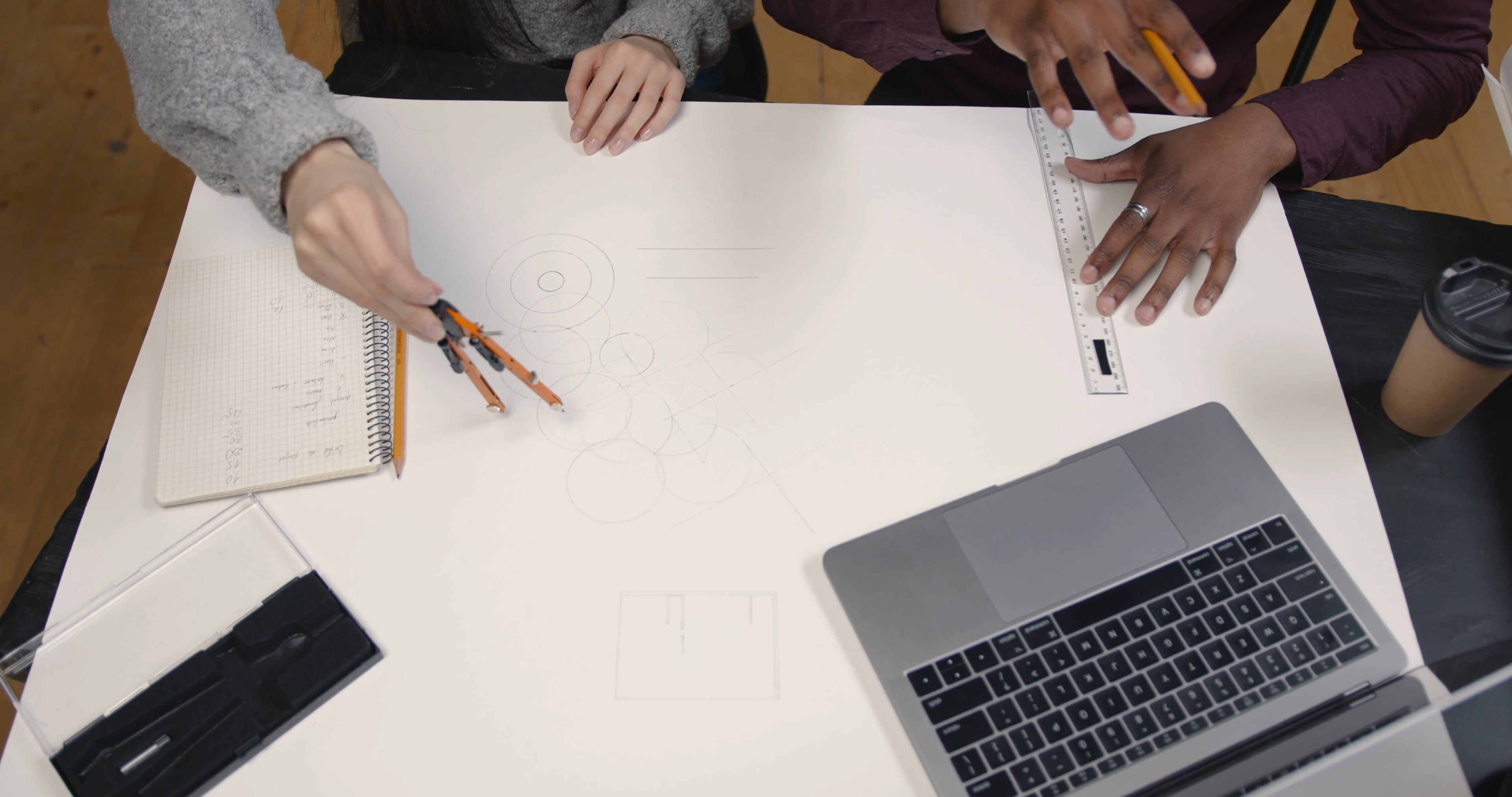 Two People Making their Drawing while Working Together Free Stock Video ...