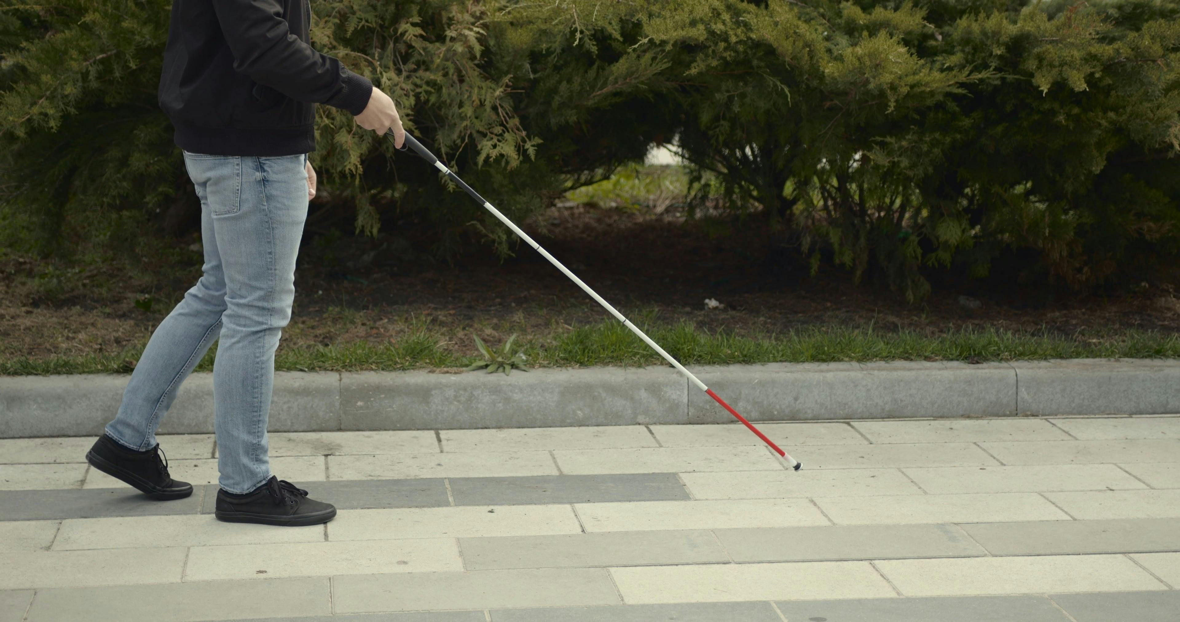Man Using a White Cane While Walking Free Stock Video Footage, Royalty ...