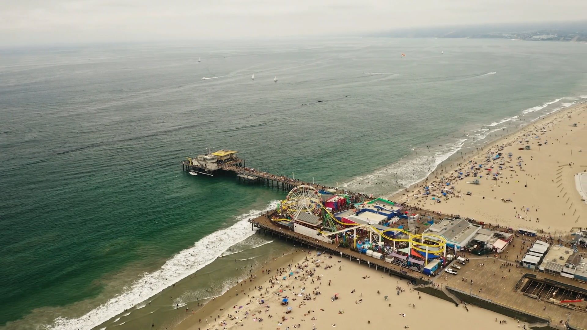 Aerial View of an Amusement Park at the Beach Free Stock Video Footage ...