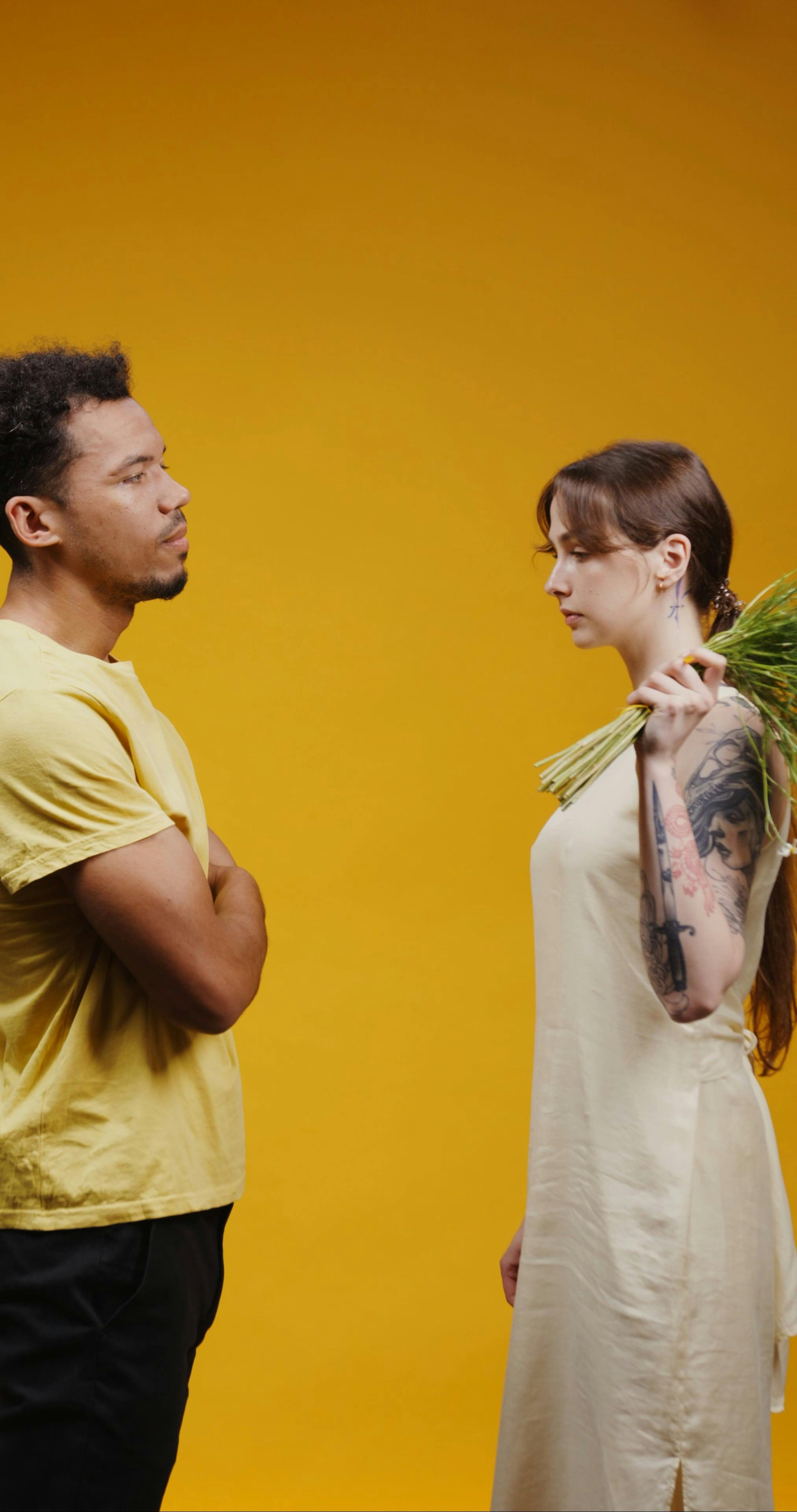 An Angry Woman Hitting a Man with Flowers Free Stock Video Footage ...