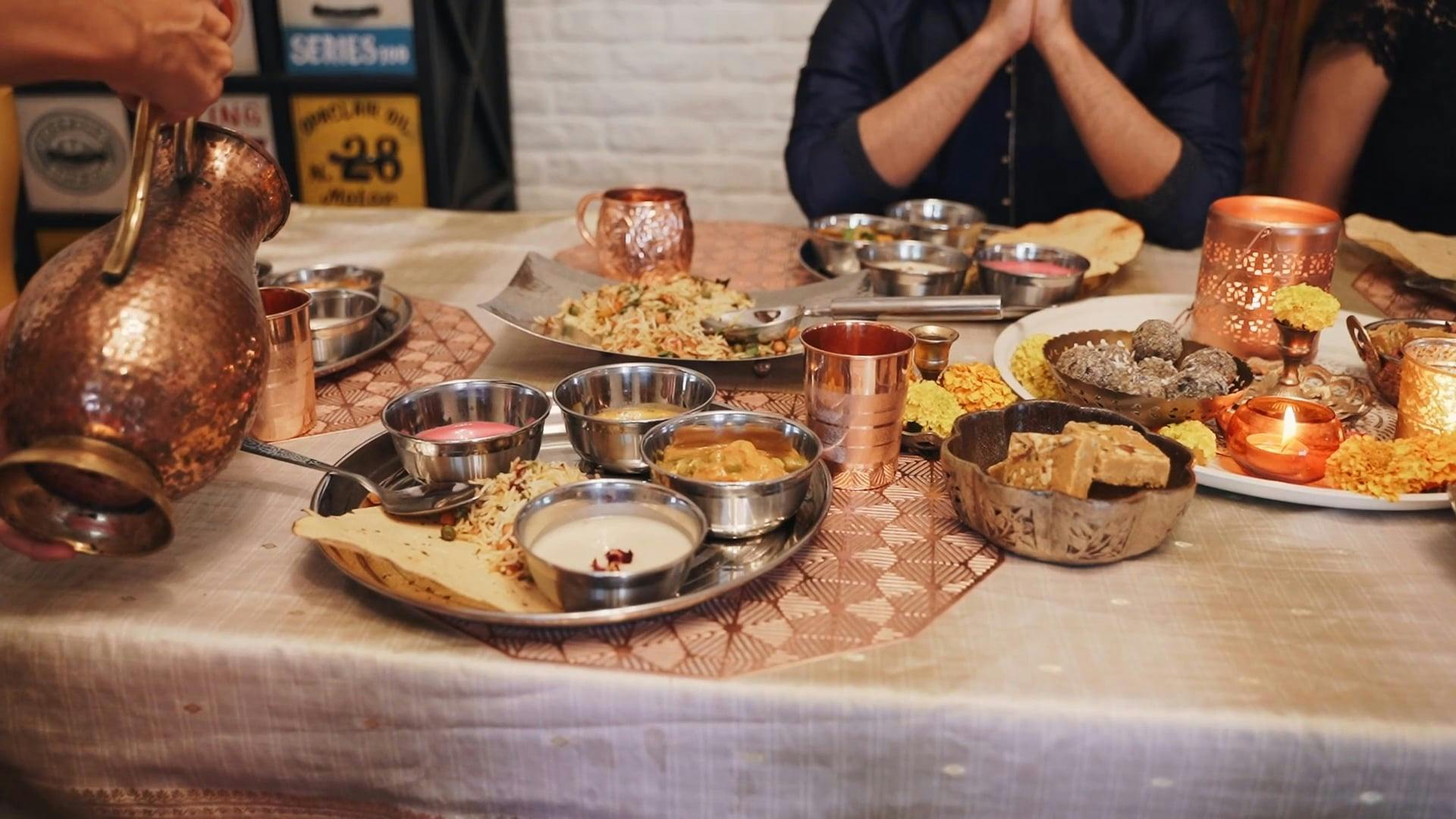 Close up of a Variety of Indian Food on a Dining Table Free Stock Video ...