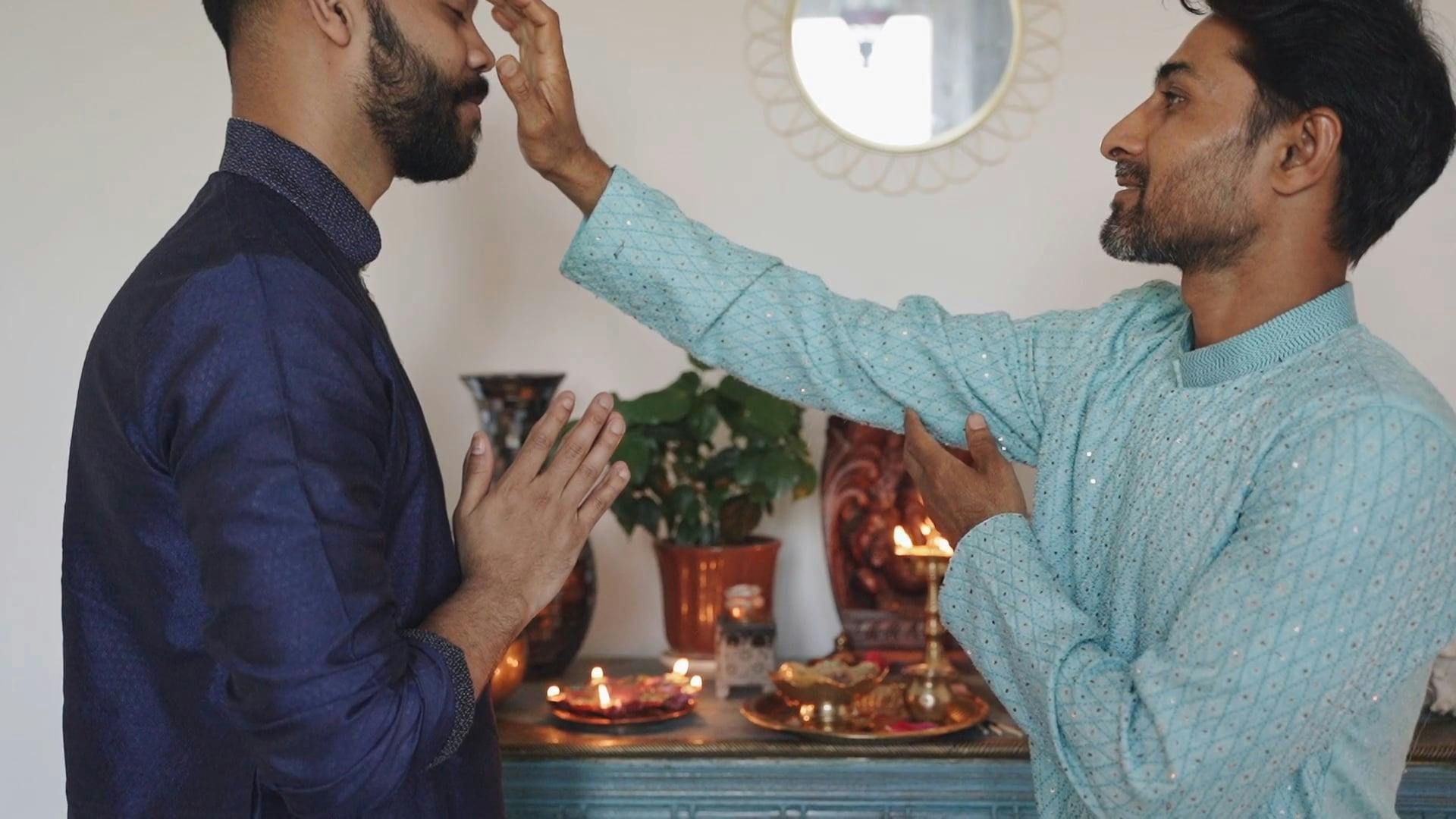 A Man Putting a Bindi on a Man's Forehead Free Stock Video Footage ...