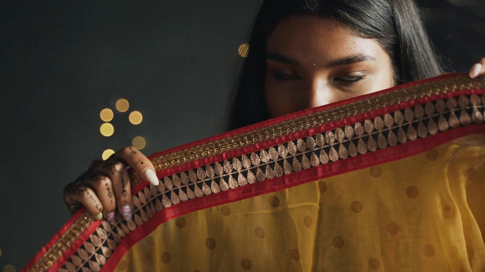 A Woman Covering Half of Her Face Using a Fabric Free Stock Video ...