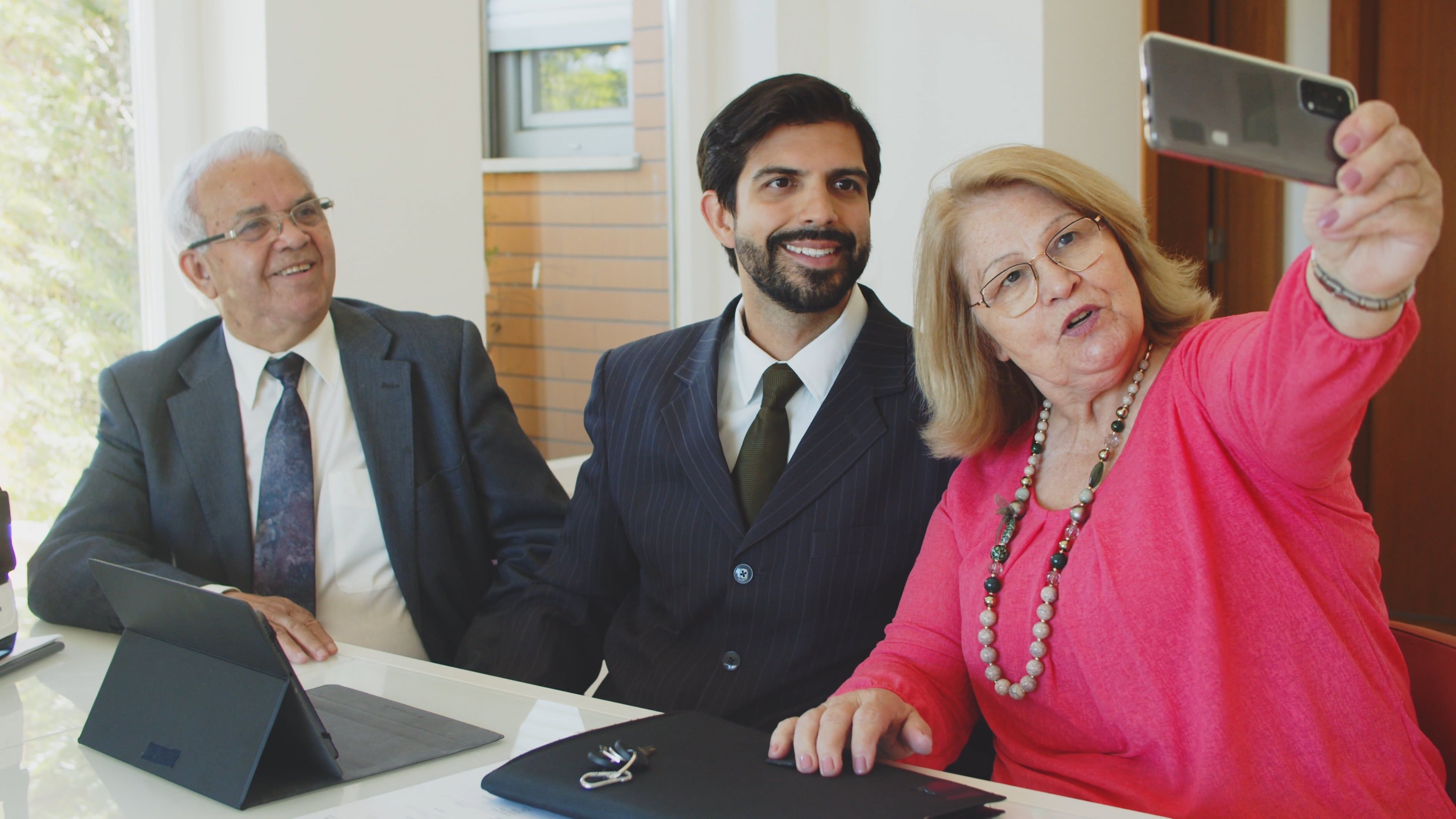 Realtor and His Clients having Group Selfie Free Stock Video Footage ...