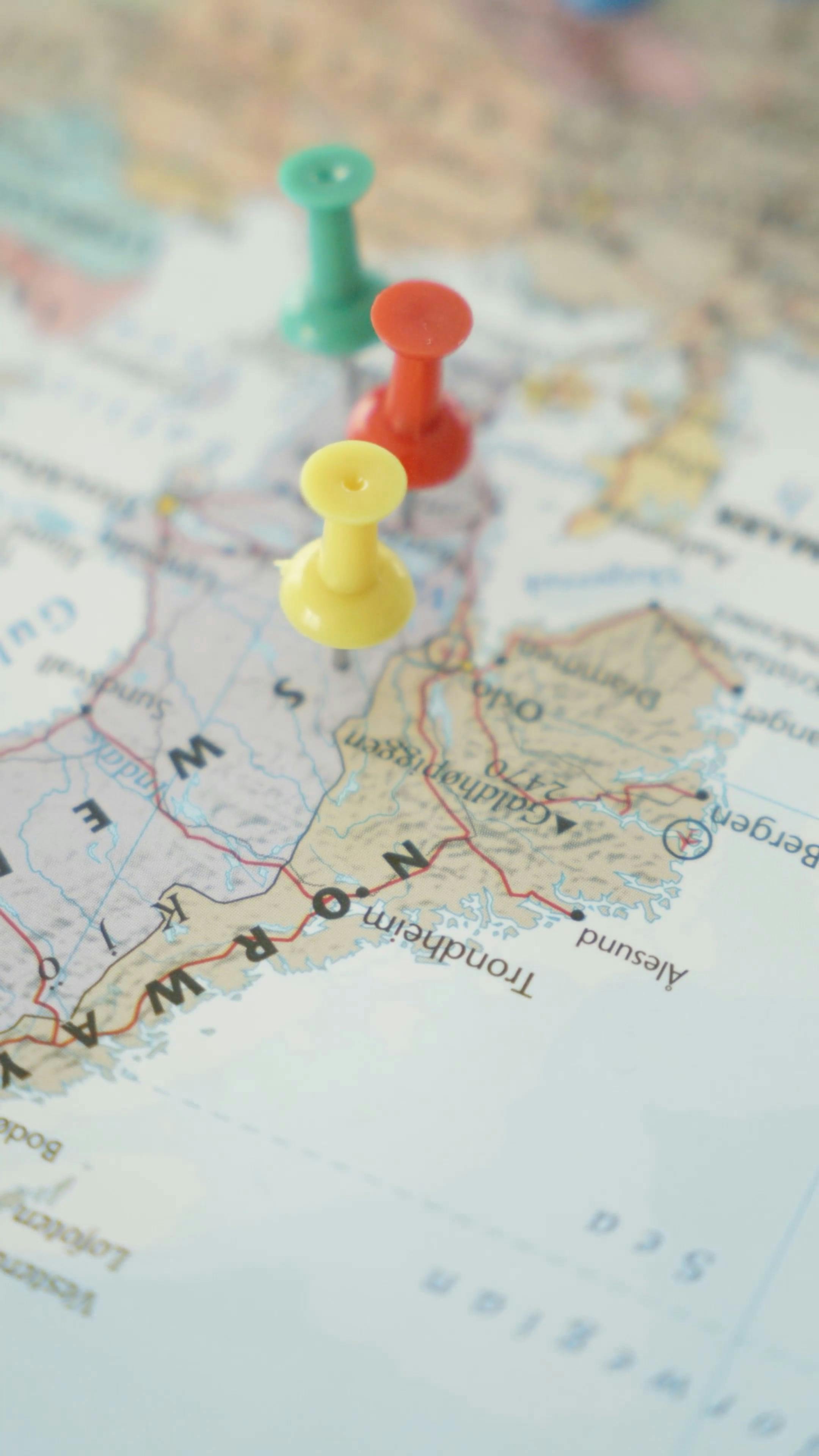 Pins Attached To A Paper Map · Free Stock Video