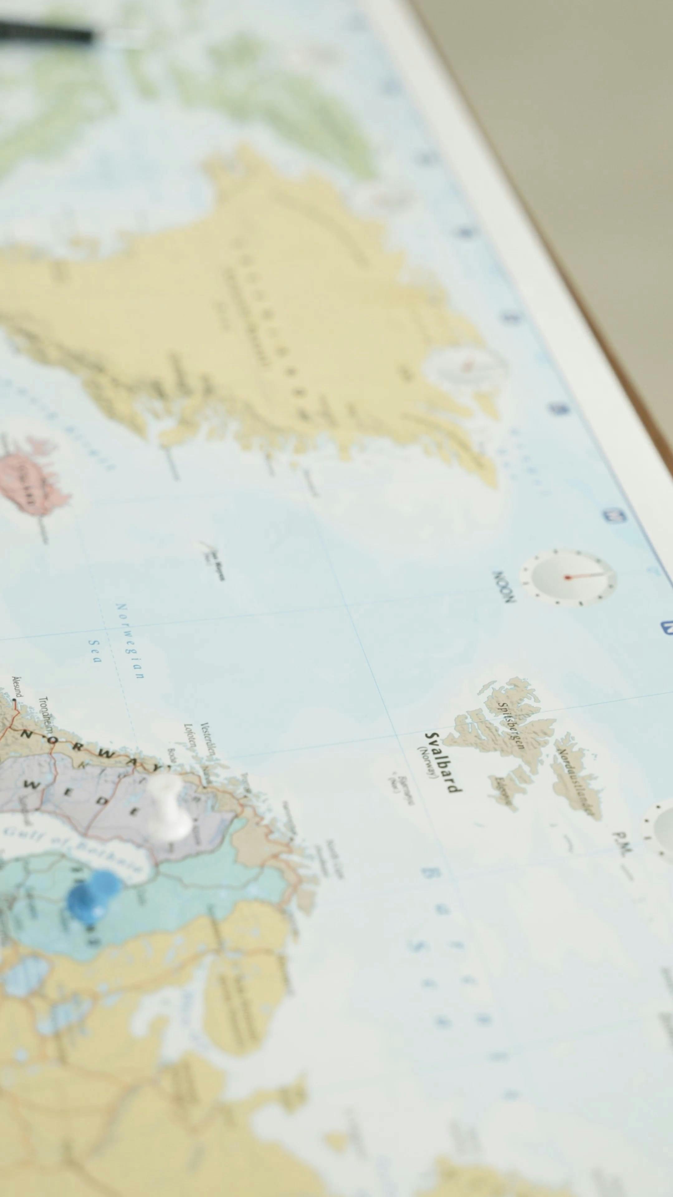 Panning Shot of a World Map with Push Pins Free Stock Video Footage ...