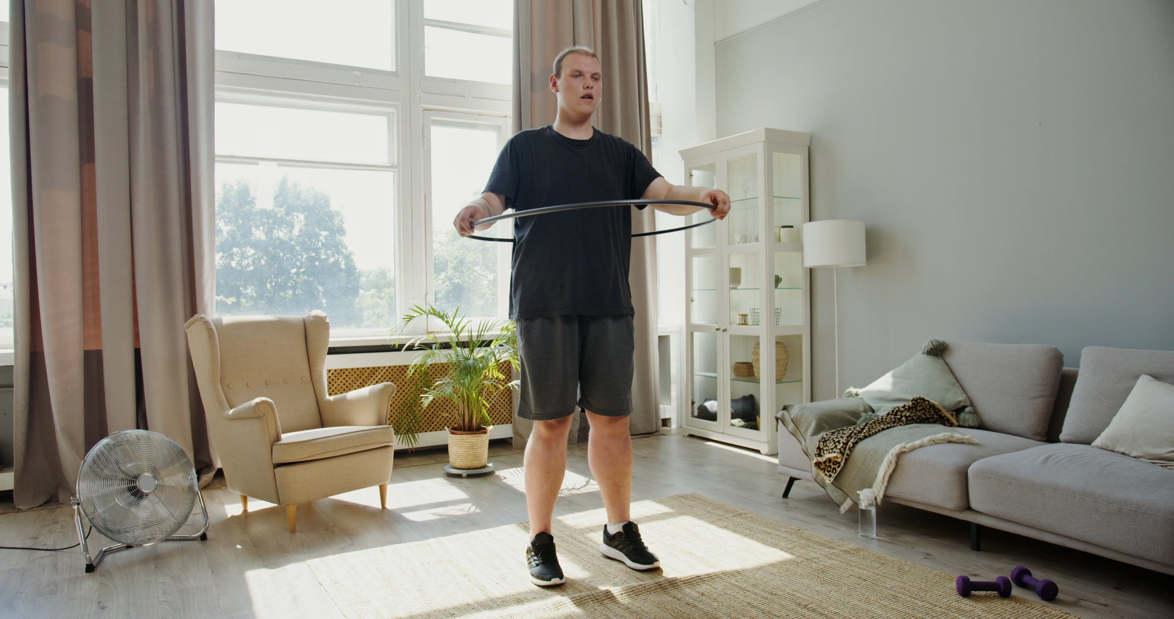 Man Using Hula Hoop at Home Free Stock Video Footage, Royalty-Free 4K ...