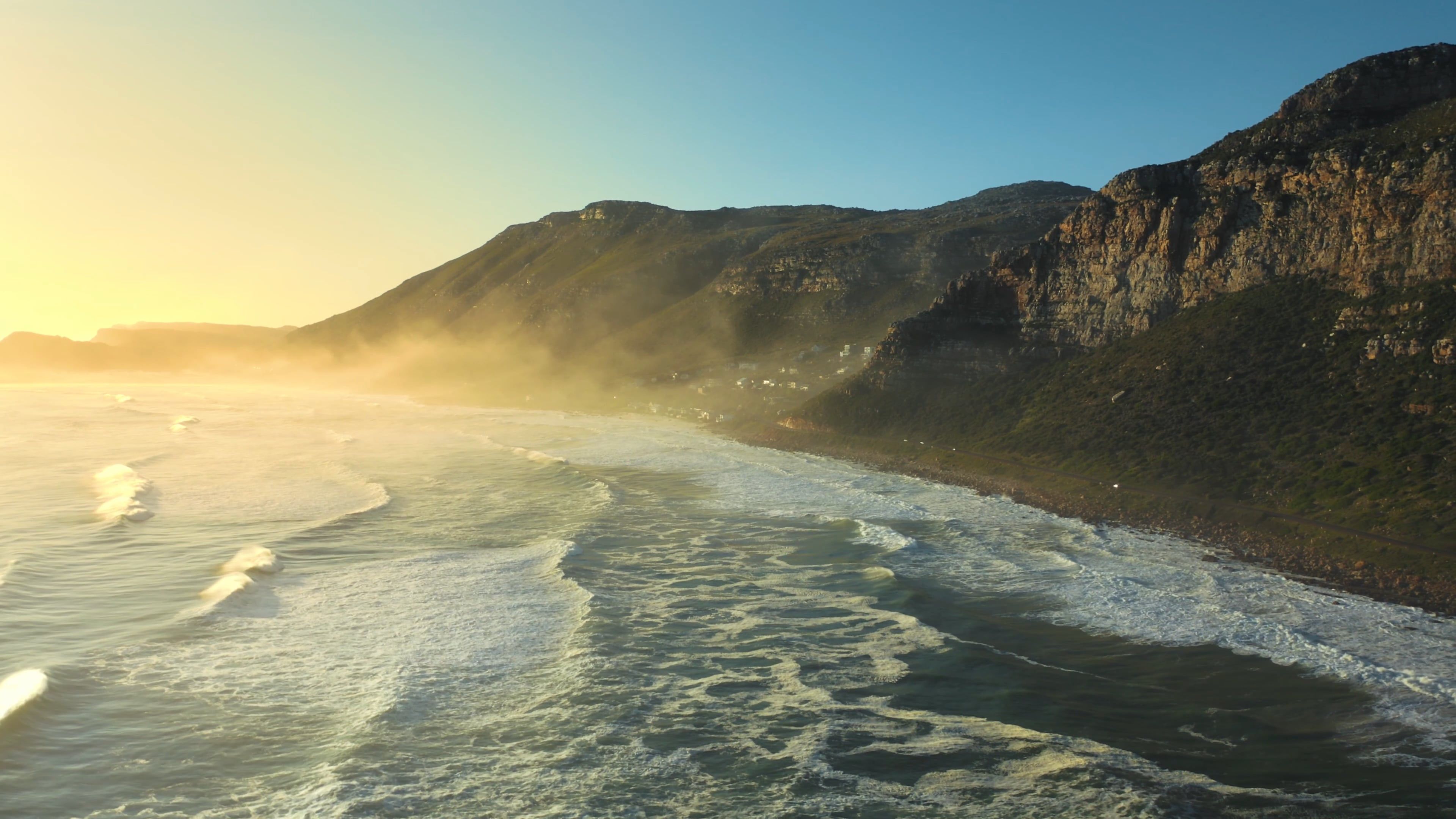 Bird's Eye View of Waves Crashing on Shore Free Stock Video Footage ...