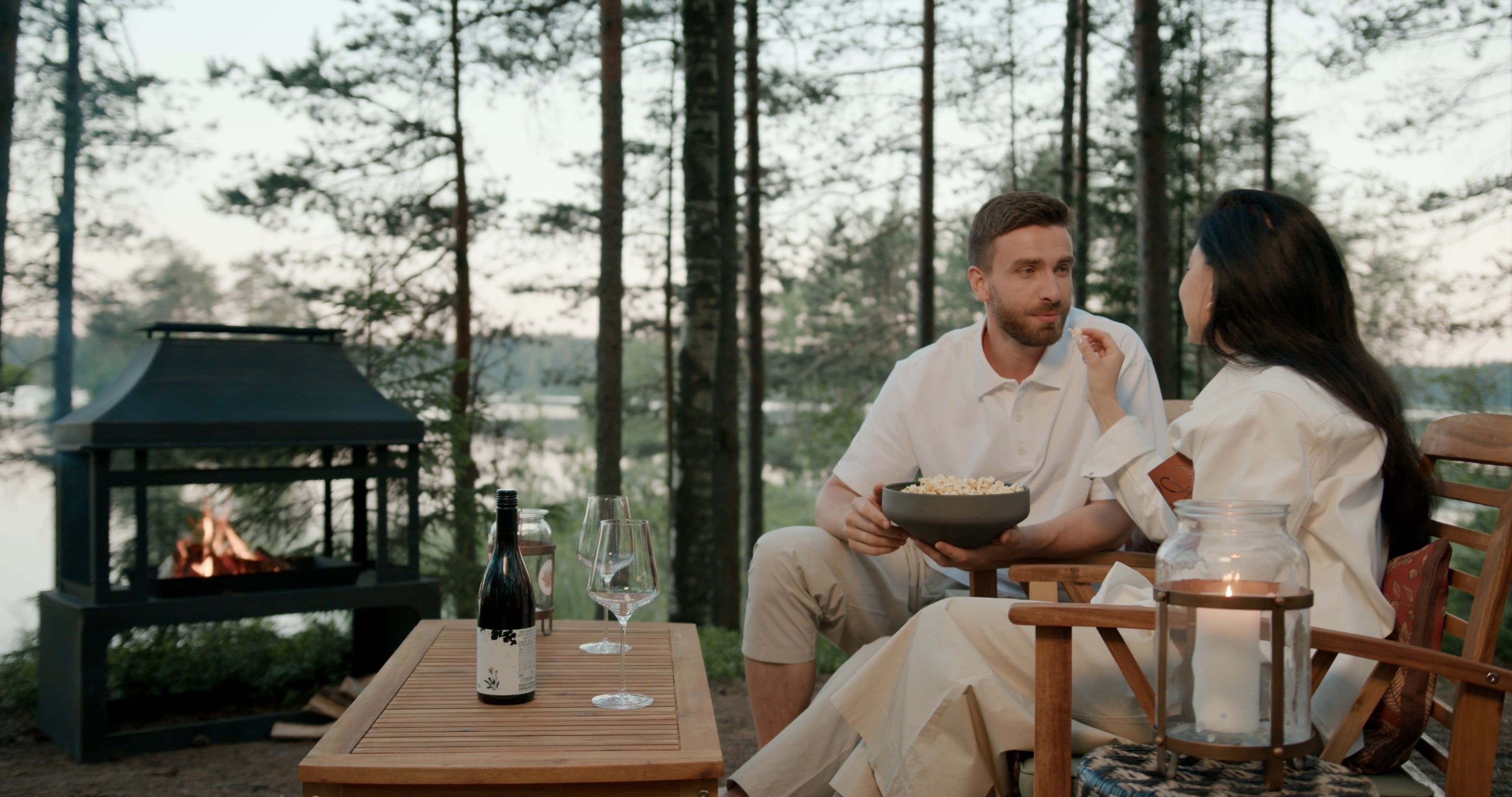 A Couple Eating Popcorn while on a Date Free Stock Video Footage ...