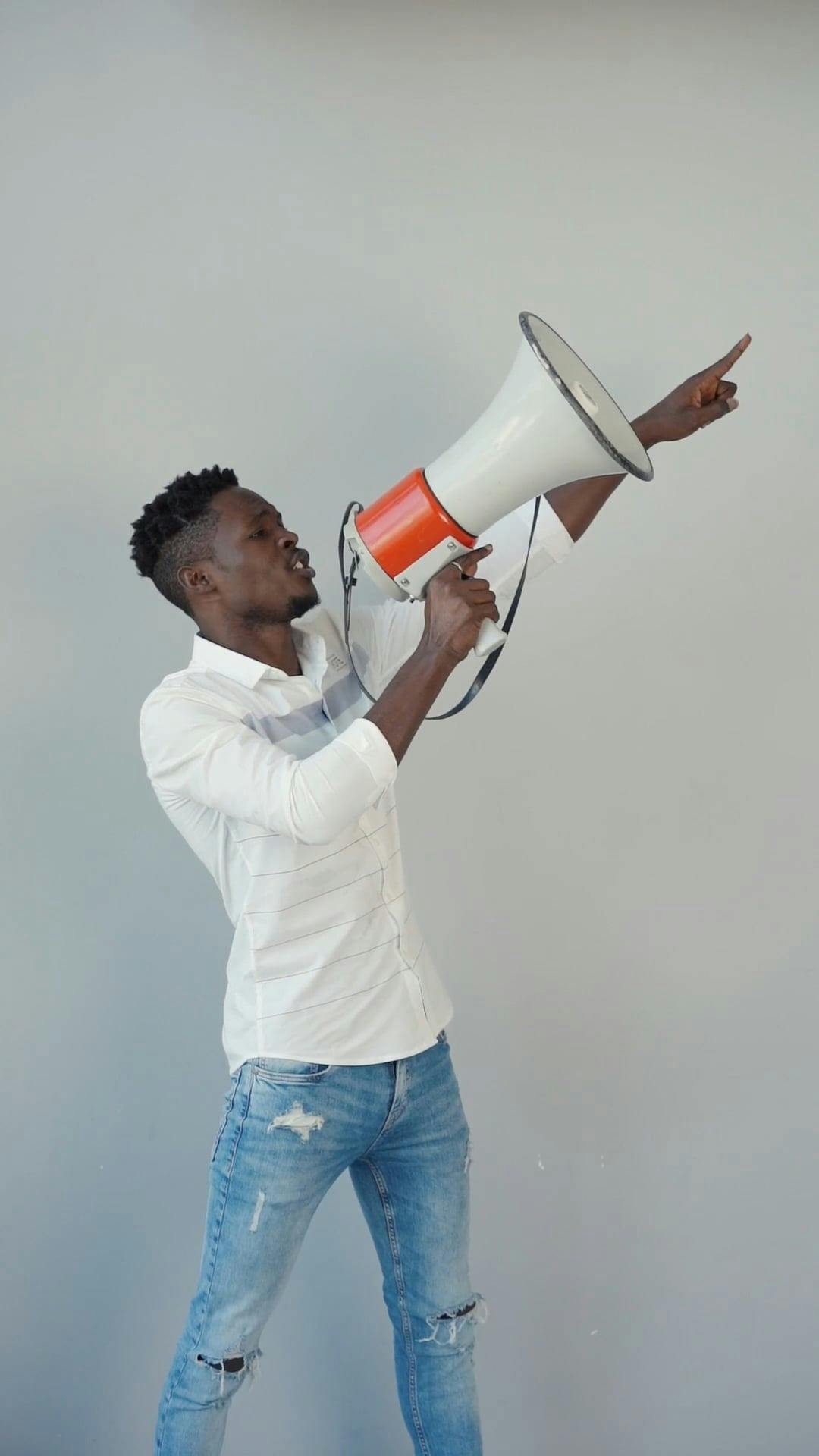Man Using Megaphone · Free Stock Video