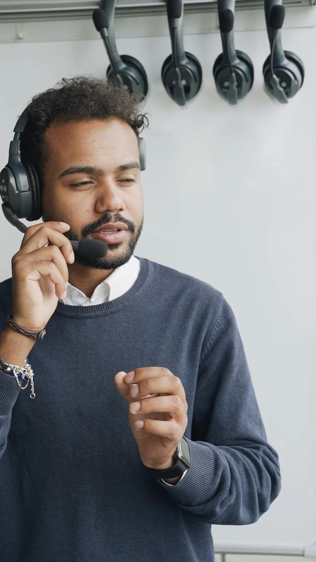 Man Talking on Headset at the Office · Free Stock Video