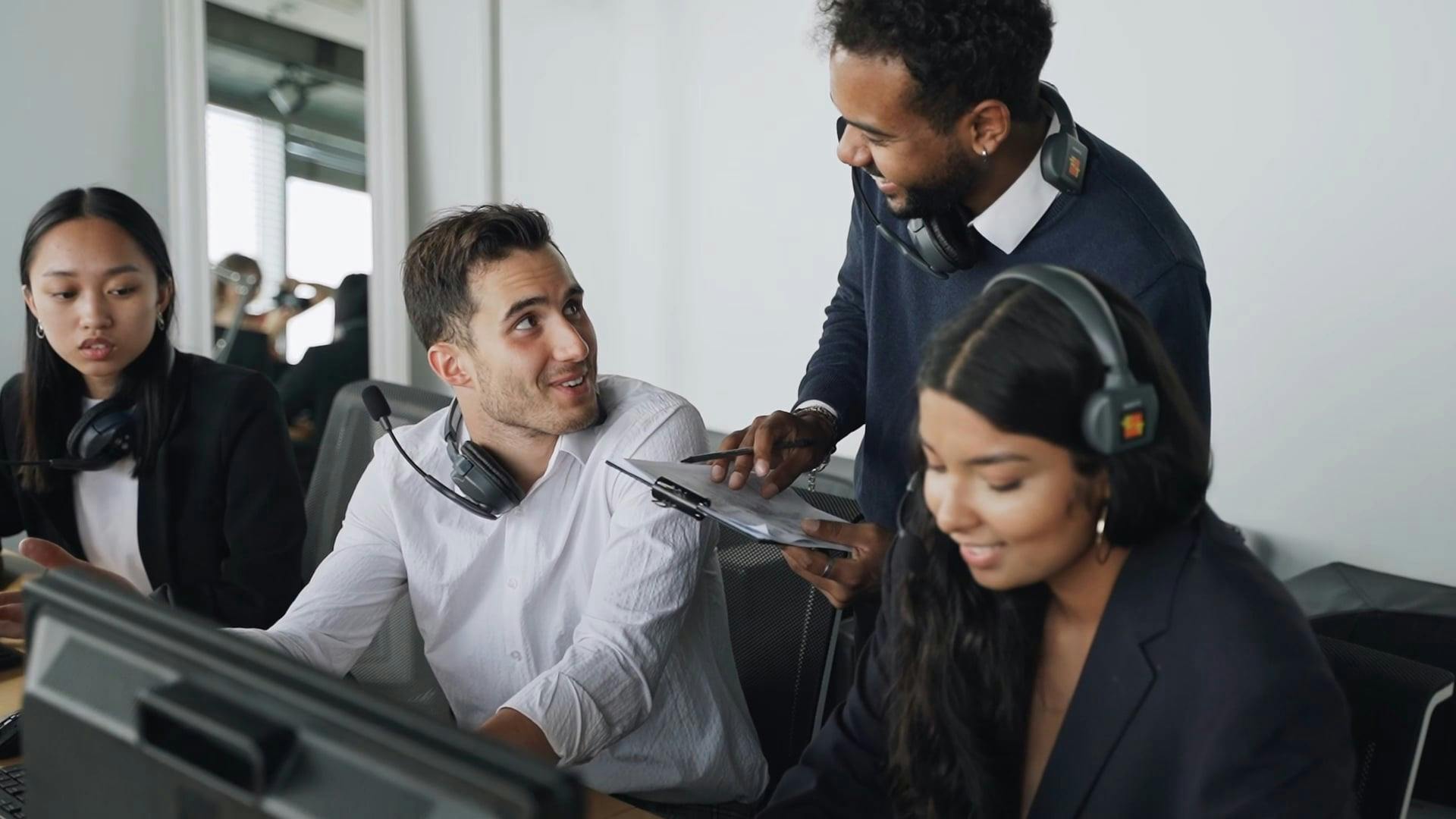 A Call Center Agent Manager Checking Accomplishments Free Stock Video ...