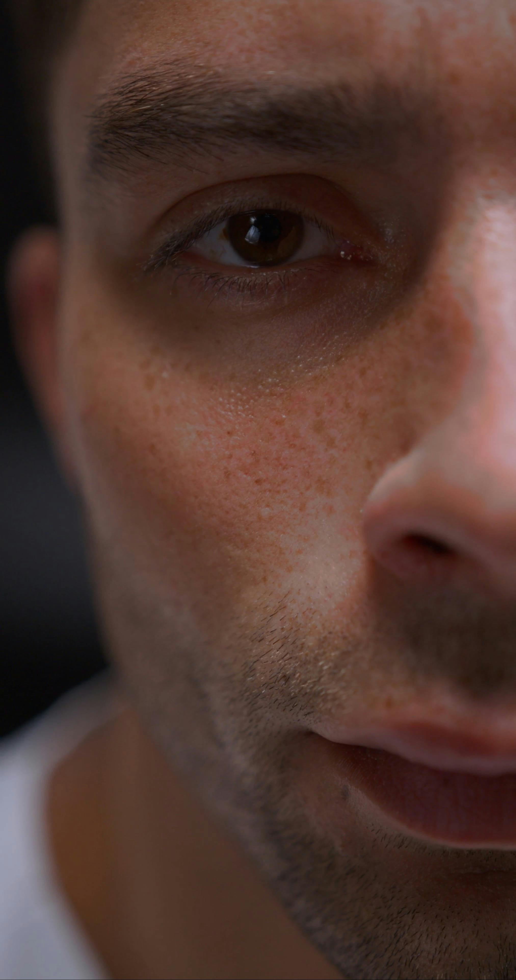 Half Face of a Man in Closeup · Free Stock Video