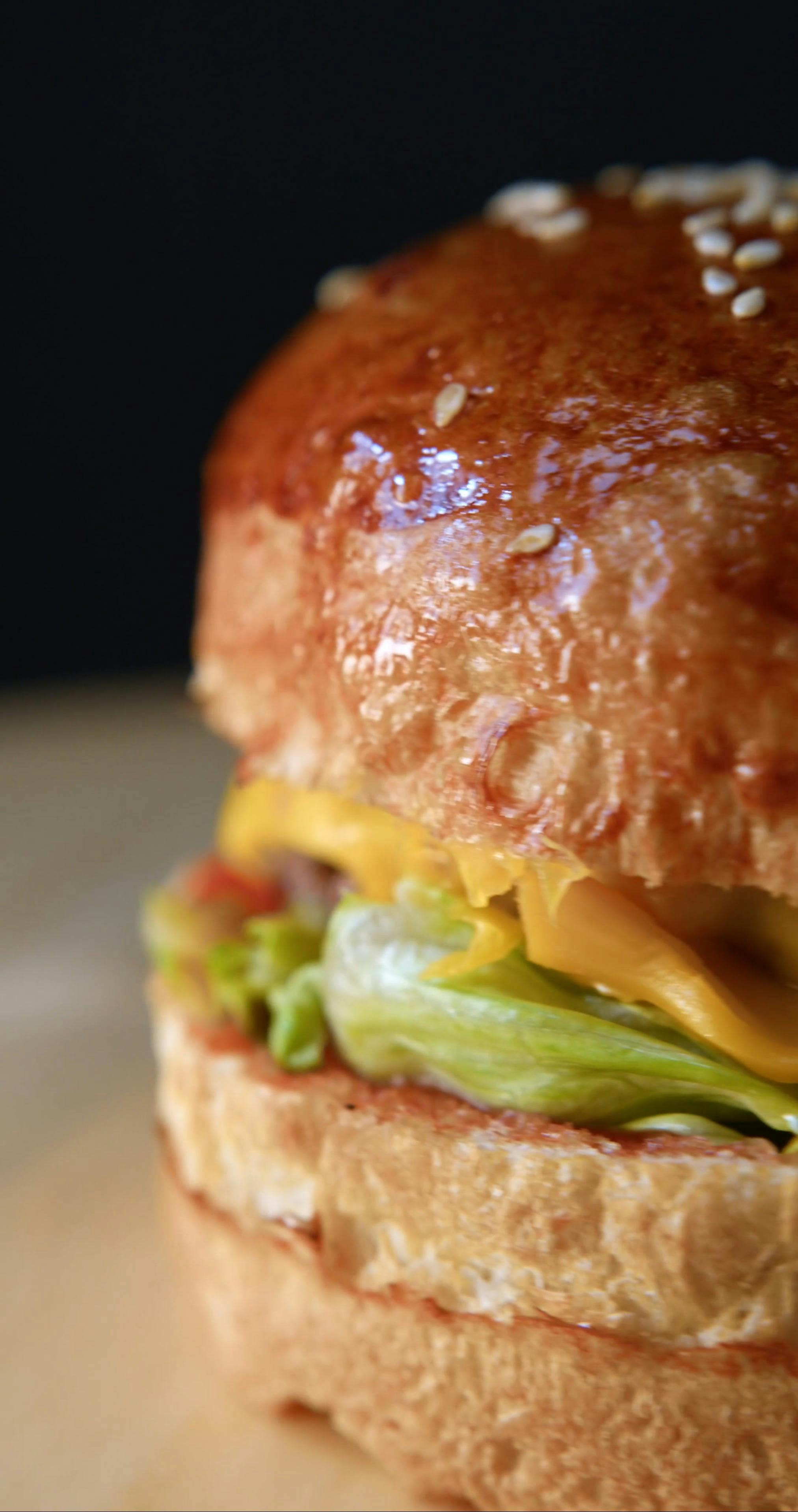 Rotating Shot of Cheeseburger · Free Stock Video