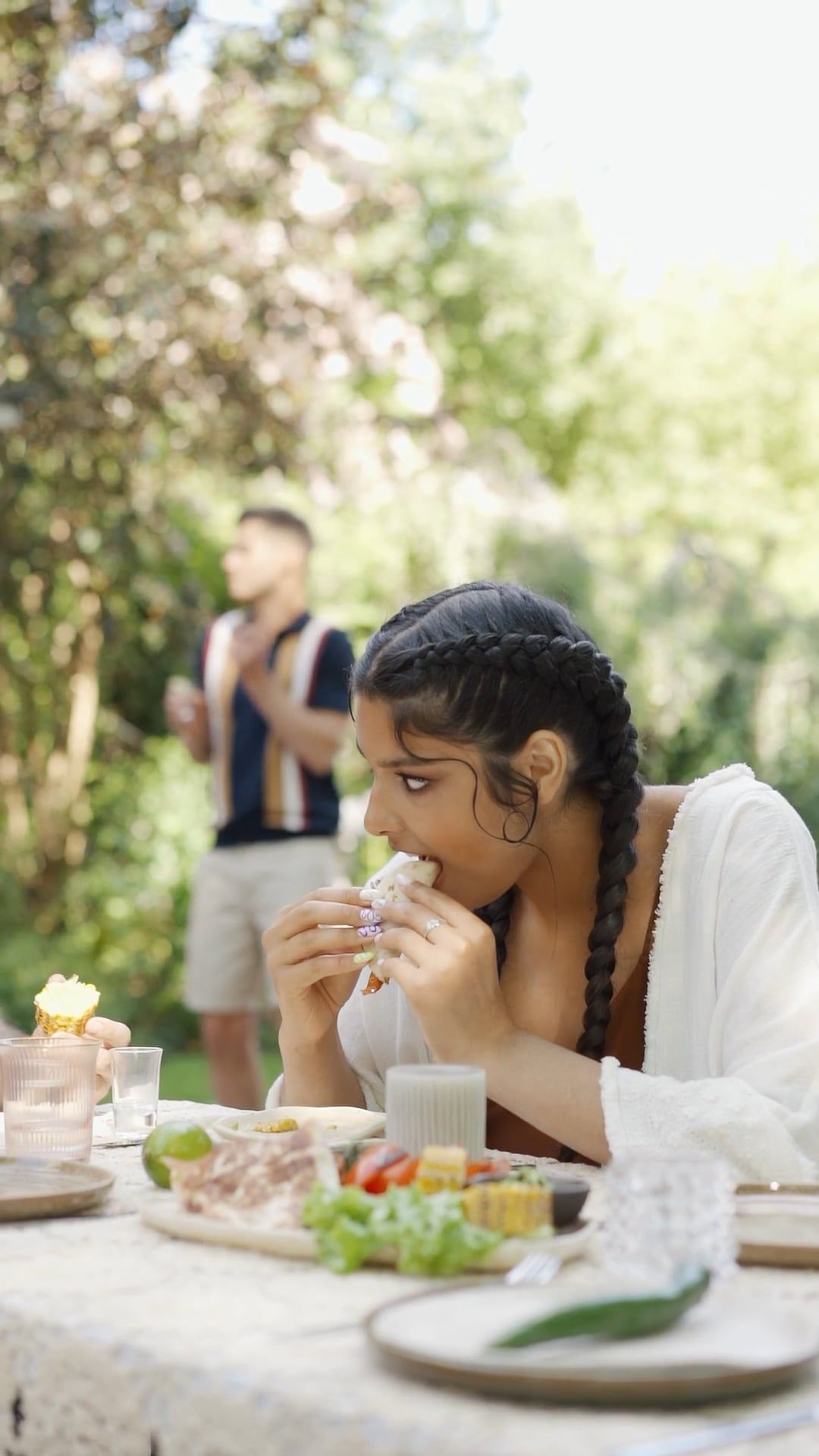 A Man and a Woman Eating Snacks Free Stock Video Footage, Royalty-Free ...