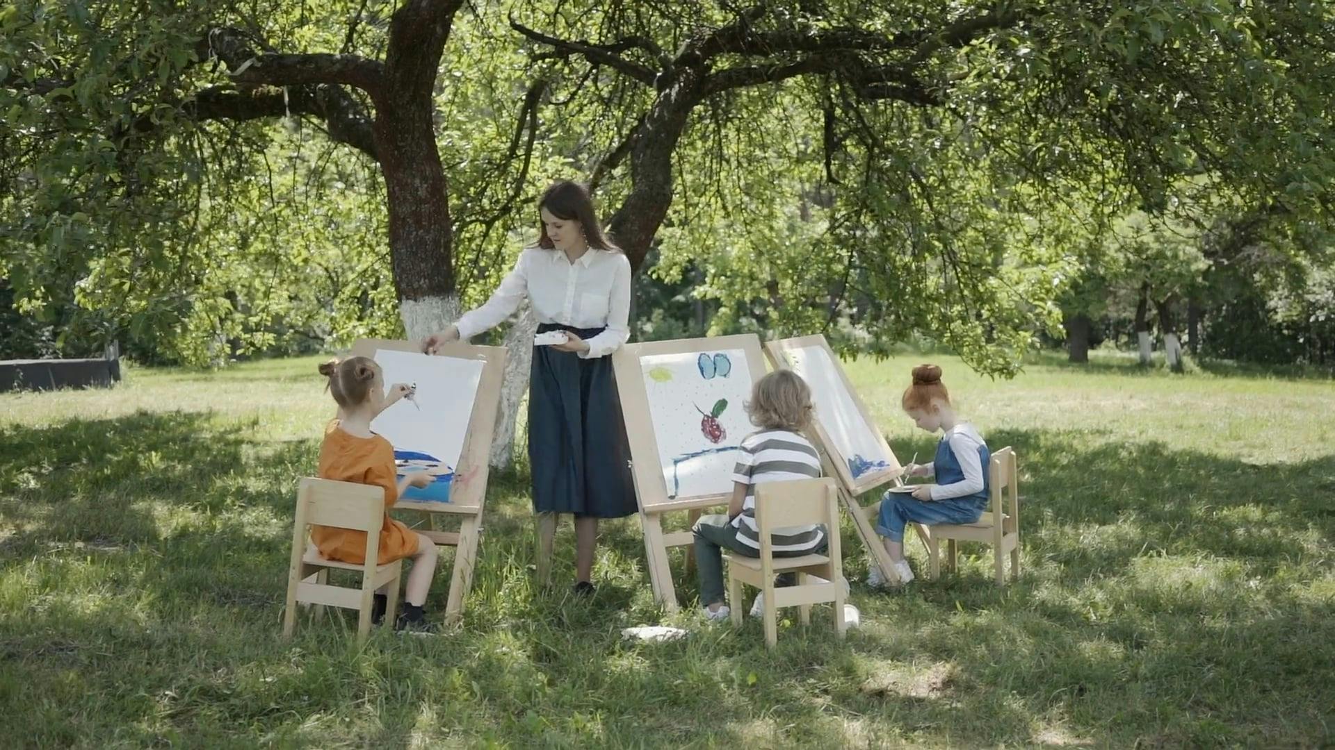 Children Doing Art Work while at the Park Free Stock Video Footage ...