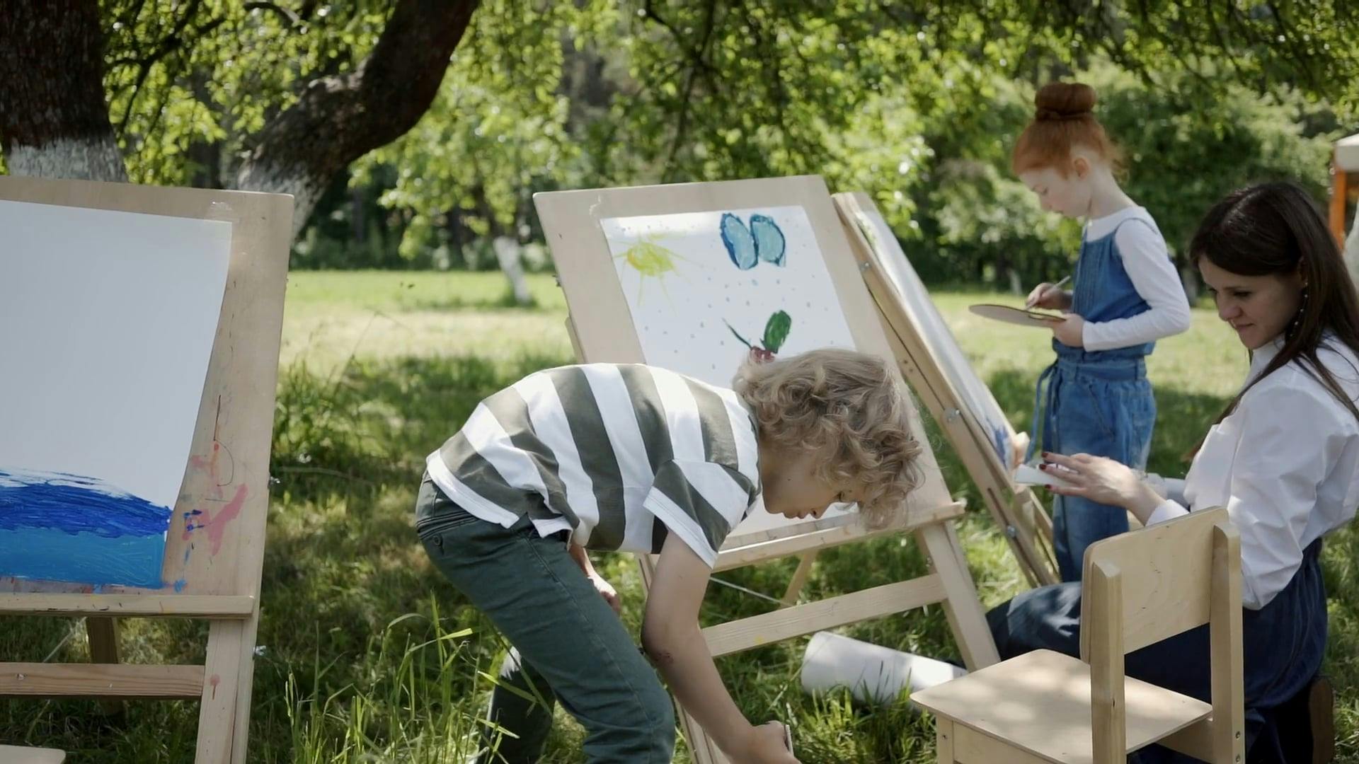Children Doing Art Work while at the Park Free Stock Video Footage ...