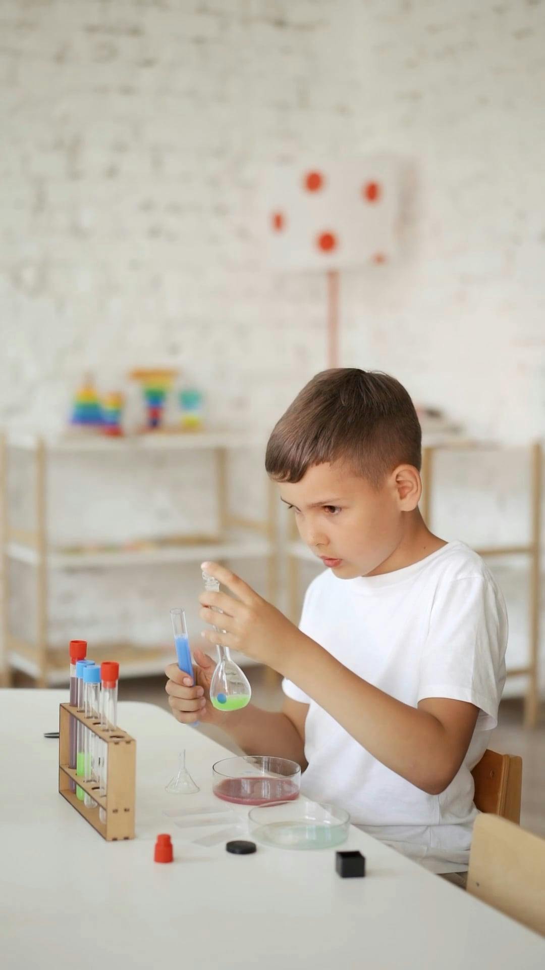A Young Boy Doing an Experiment · Free Stock Video