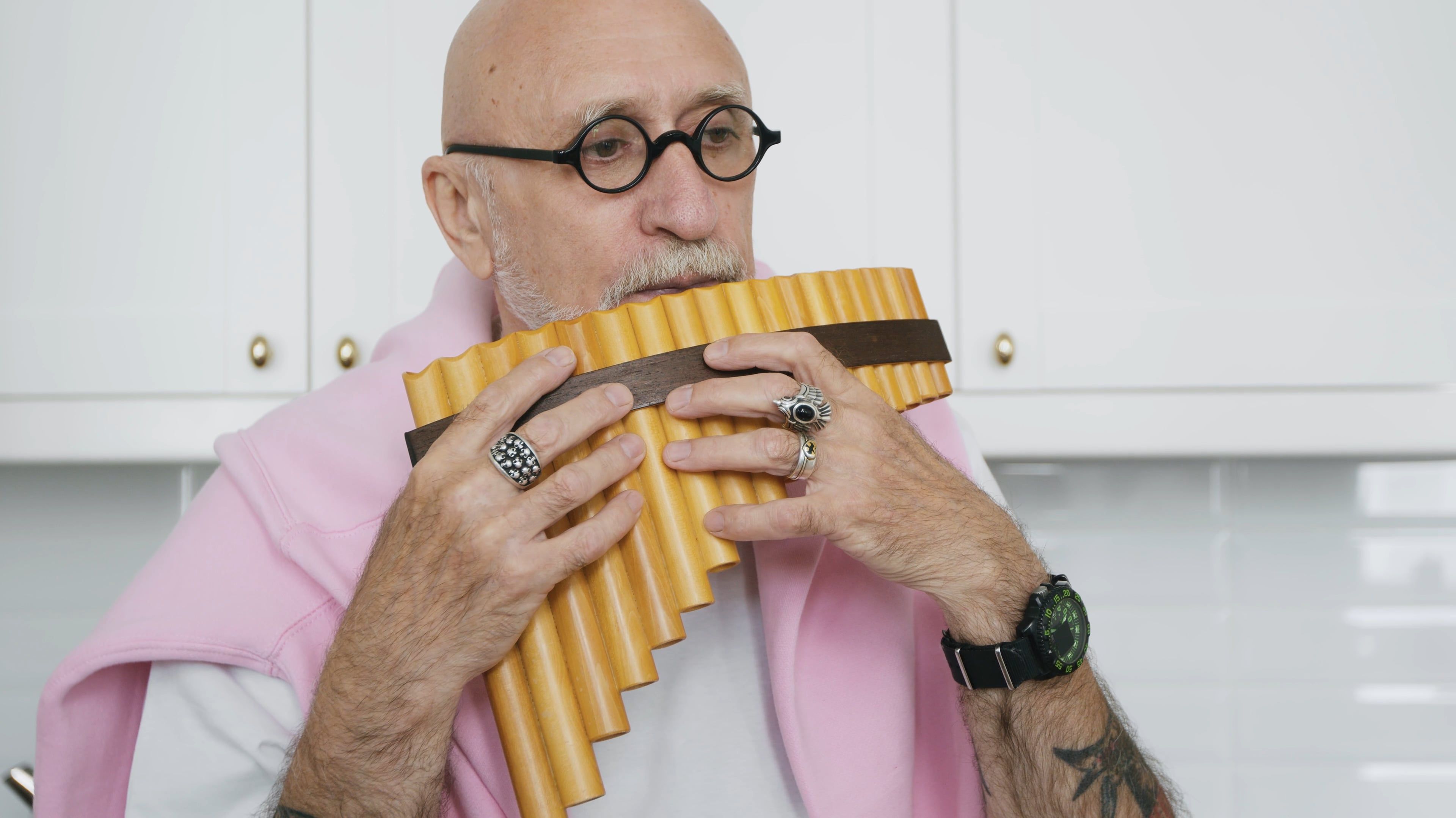 An Elderly Man Playing a Pan Flute Free Stock Video Footage, Royalty ...