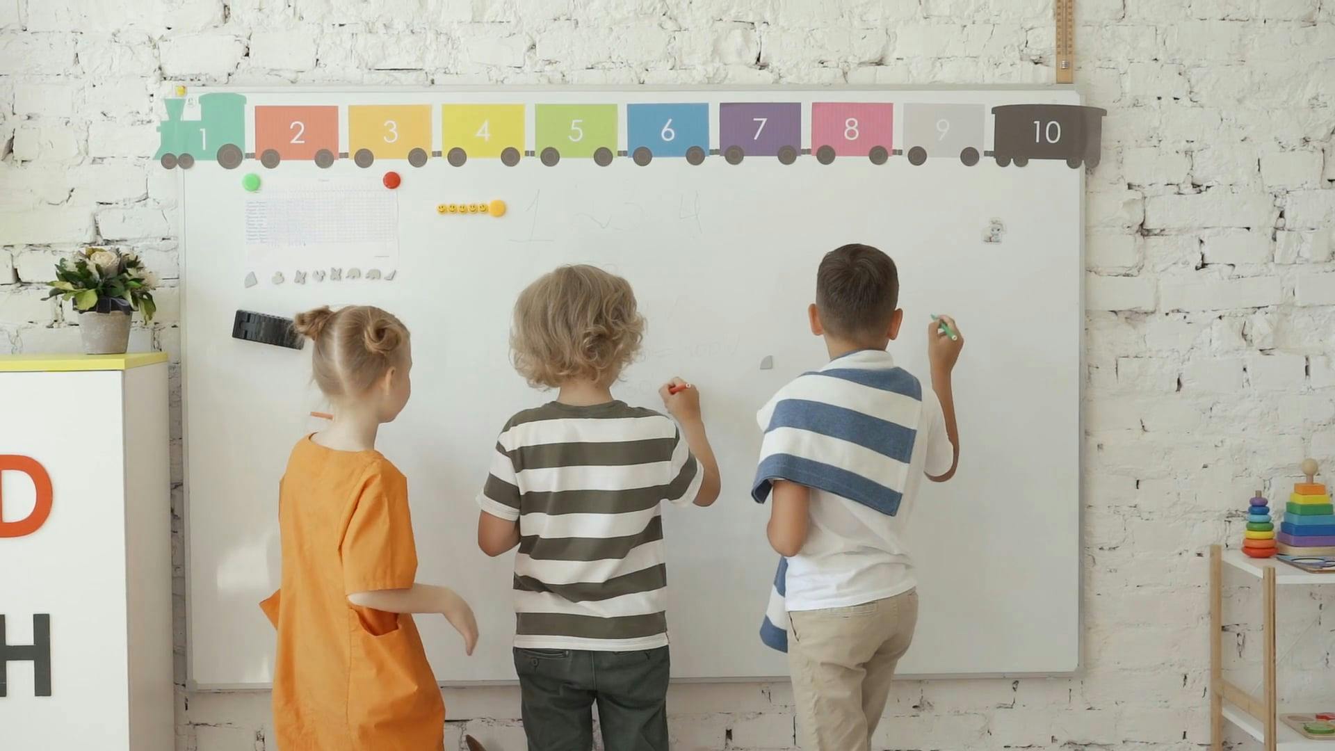 Kids Drawing on the Whiteboard Free Stock Video Footage, Royalty-Free ...