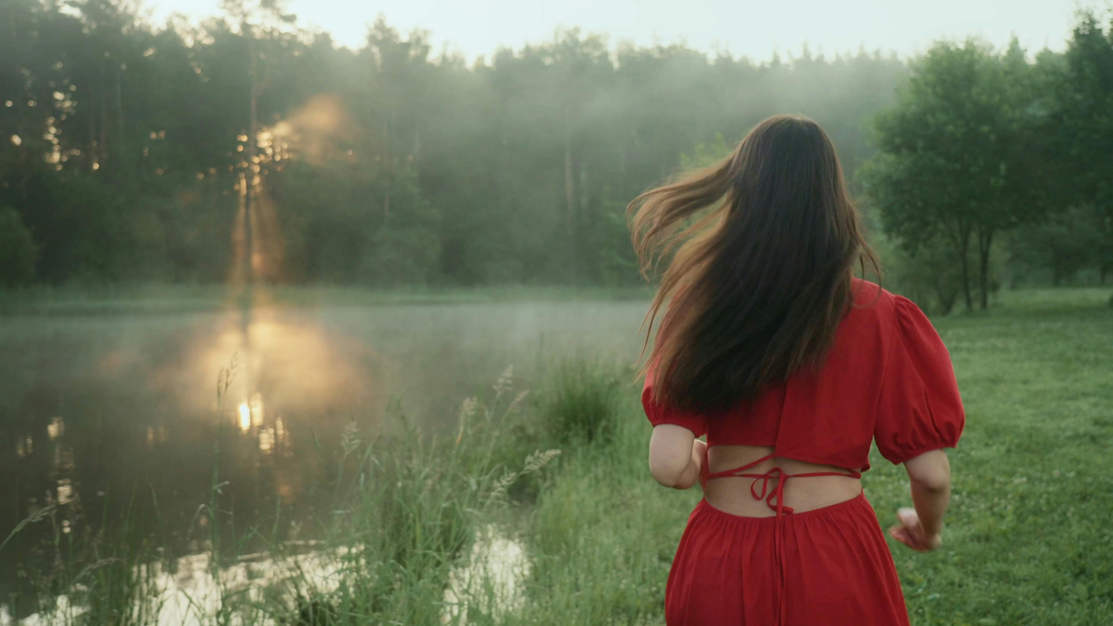 Woman Running in the Grass Field Free Stock Video Footage, Royalty-Free ...