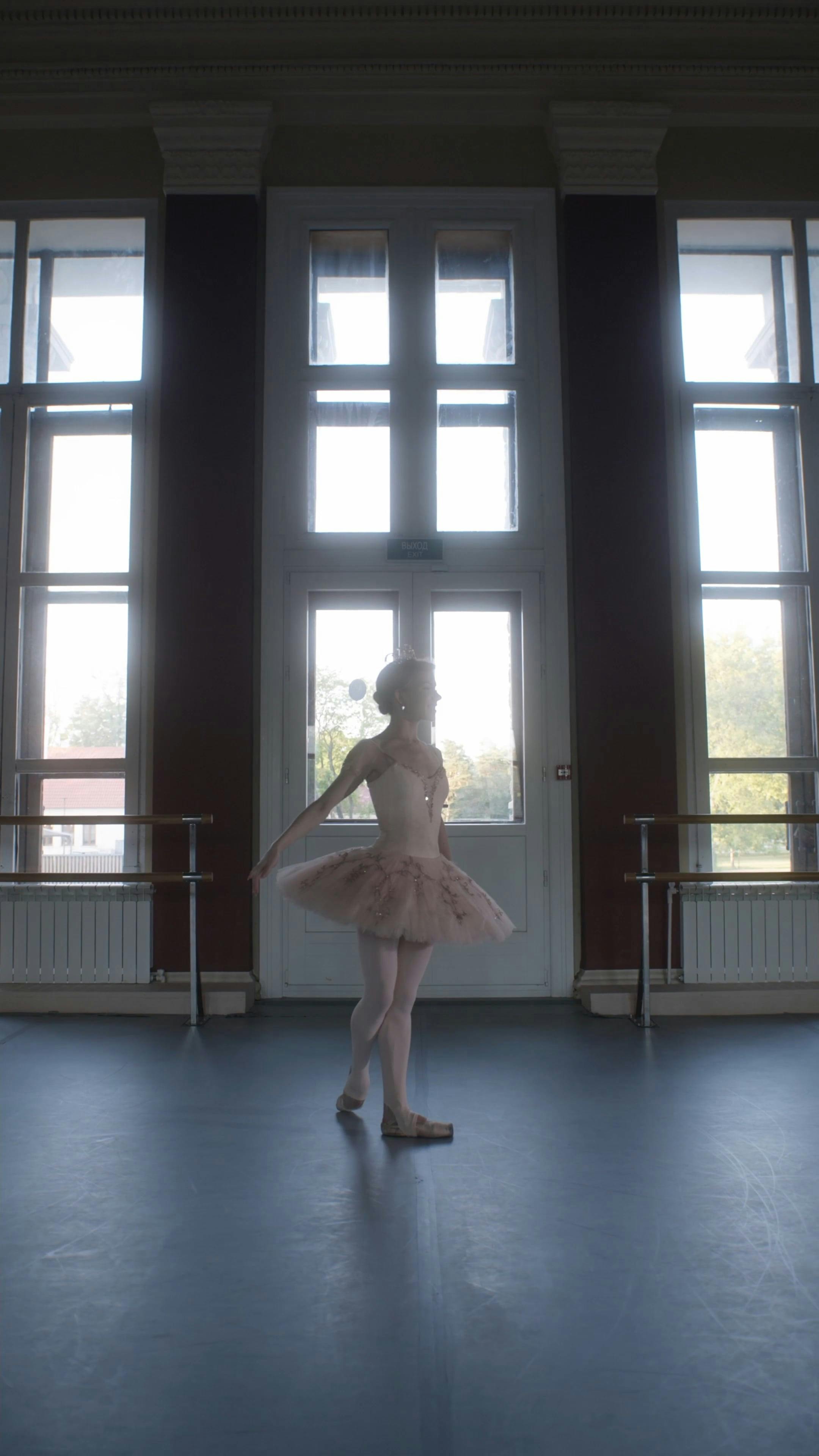A Female Ballet Dancer Training near a Window Free Stock Video Footage ...