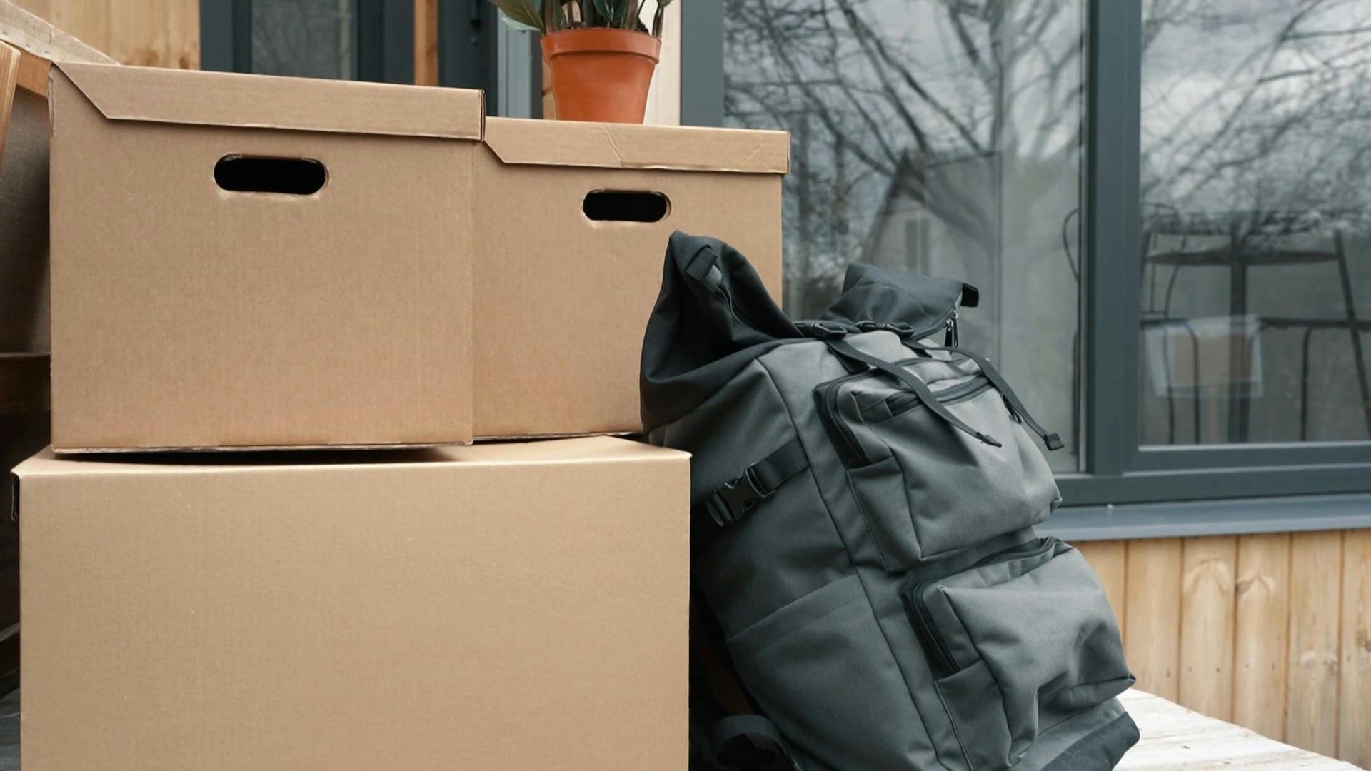 Stacks of Carton Boxes Outside a House Free Stock Video Footage ...