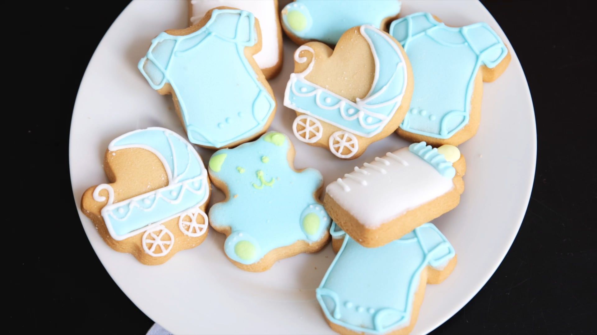 Close up of a Plate of Baby Boy Themed Cookies Free Stock Video Footage ...