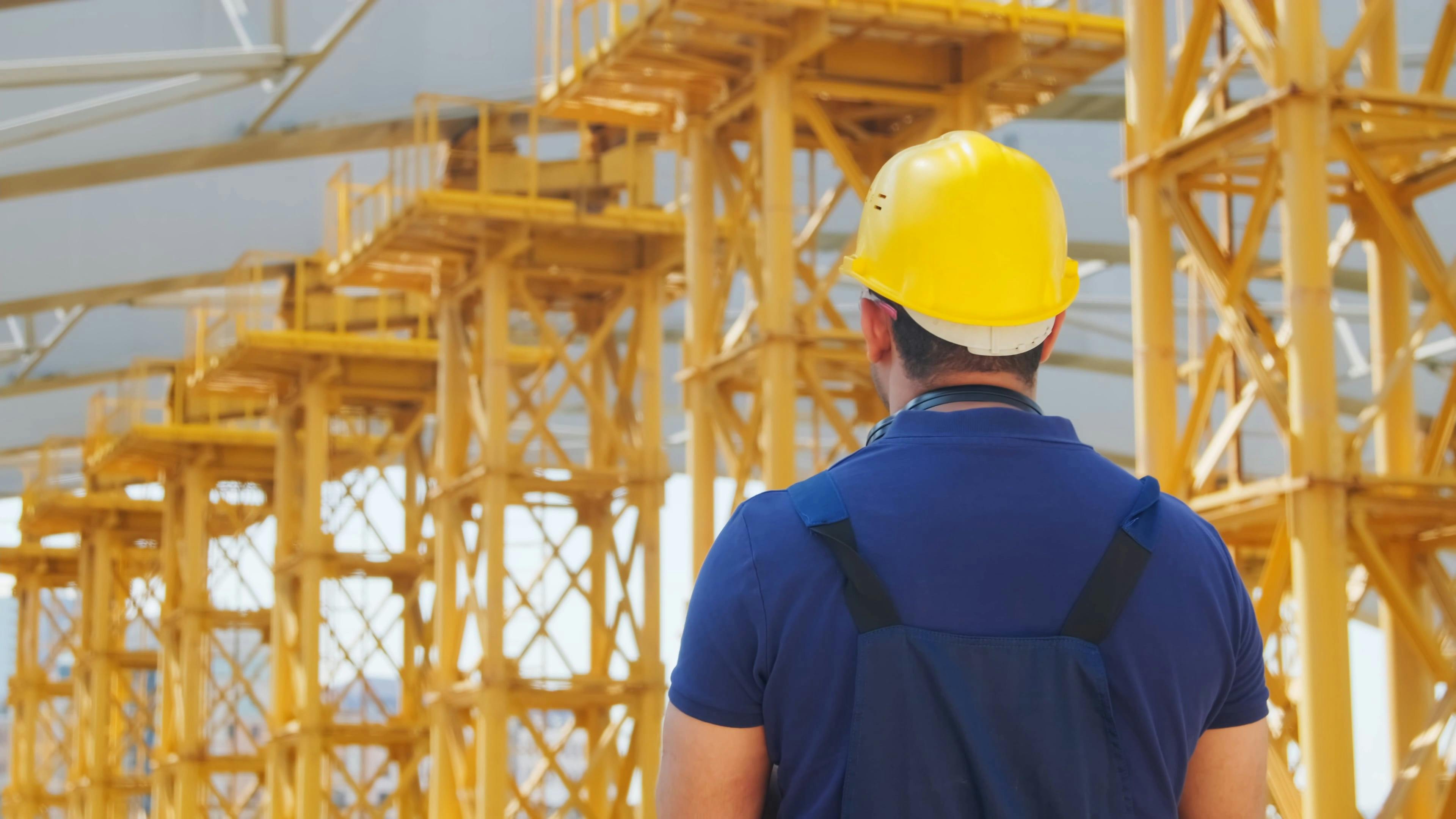 Construction Worker Checking in the Construction Site Free Stock Video ...