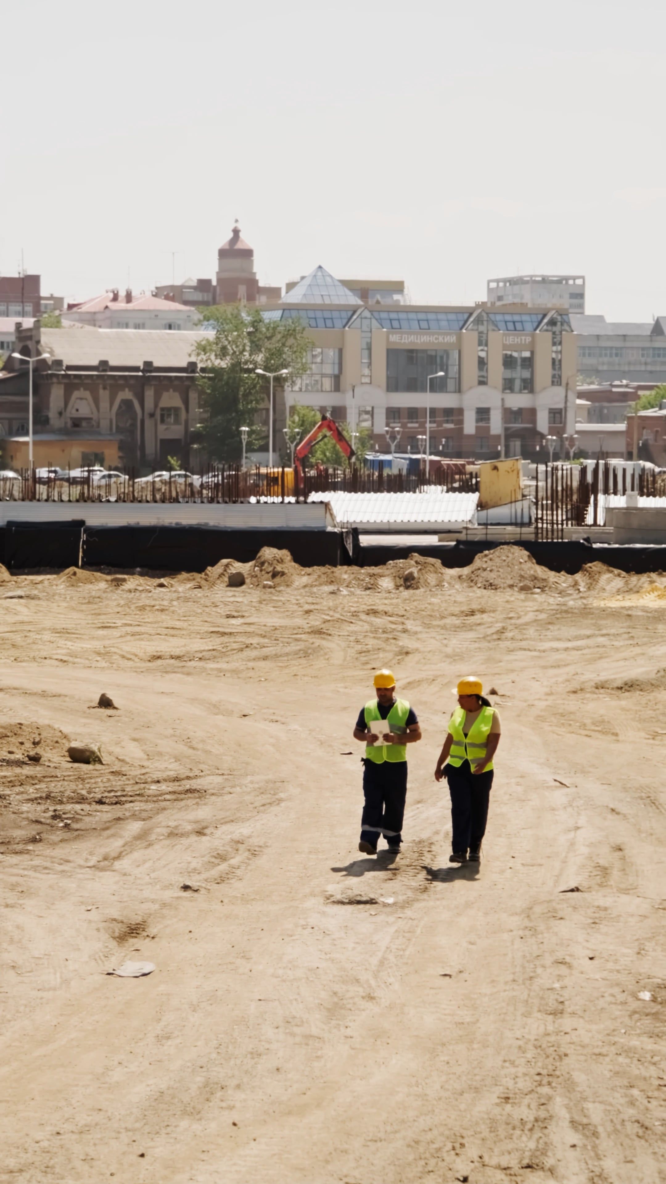 Construction Workers Walking at the Construction Site Free Stock Video ...