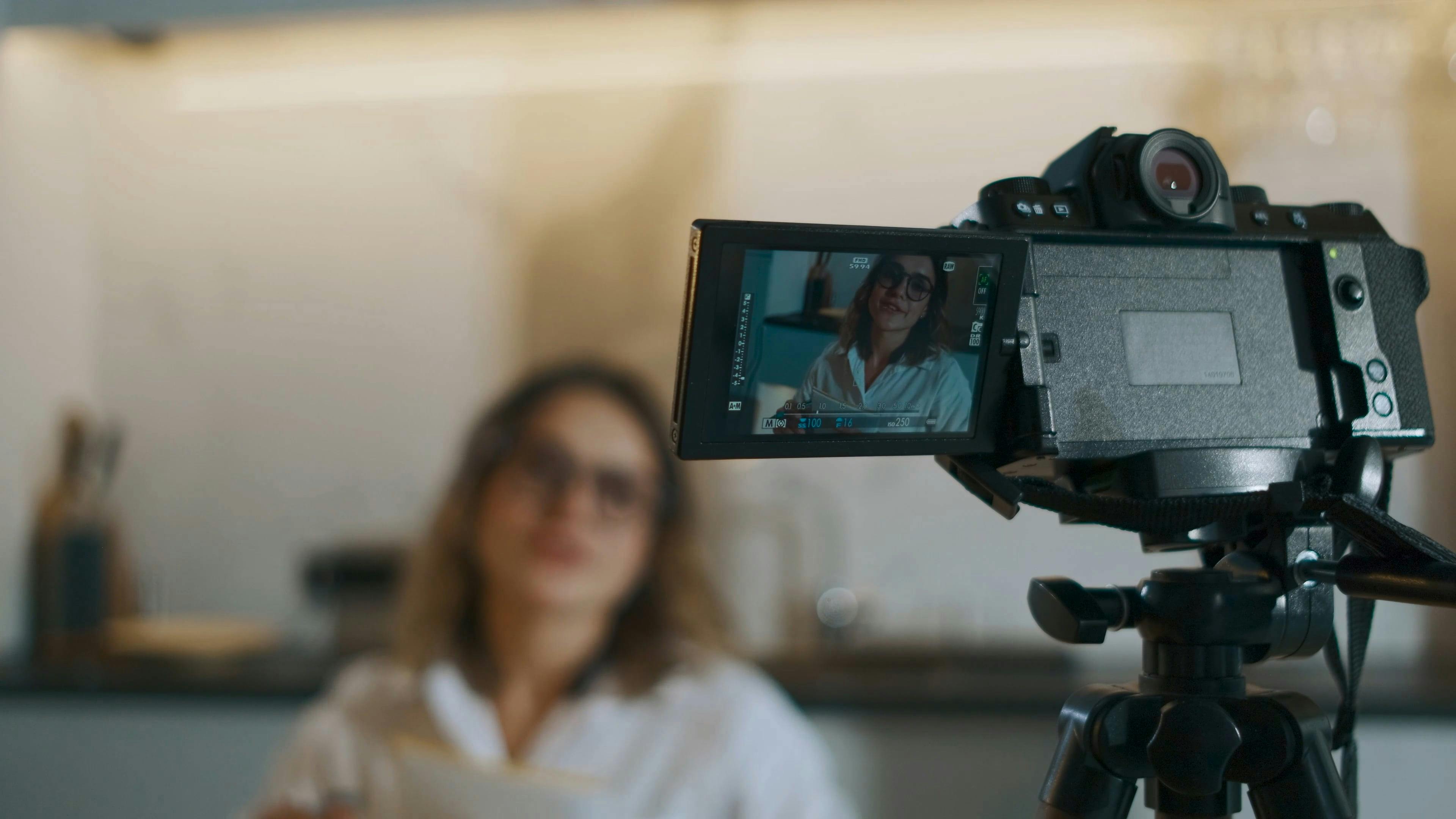 Woman Recording Herself with a Camera · Free Stock Video